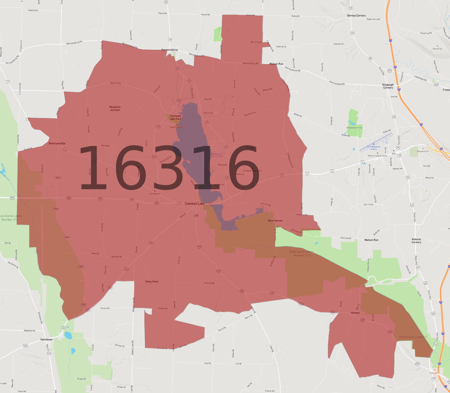 Zip Code 16316 - AtlasBig.com