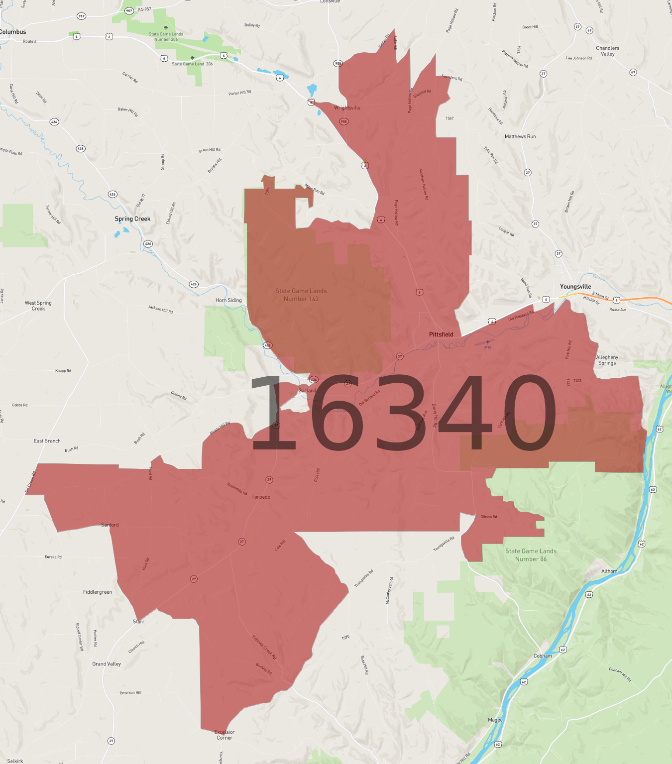 Zip Code 16340 - AtlasBig.com