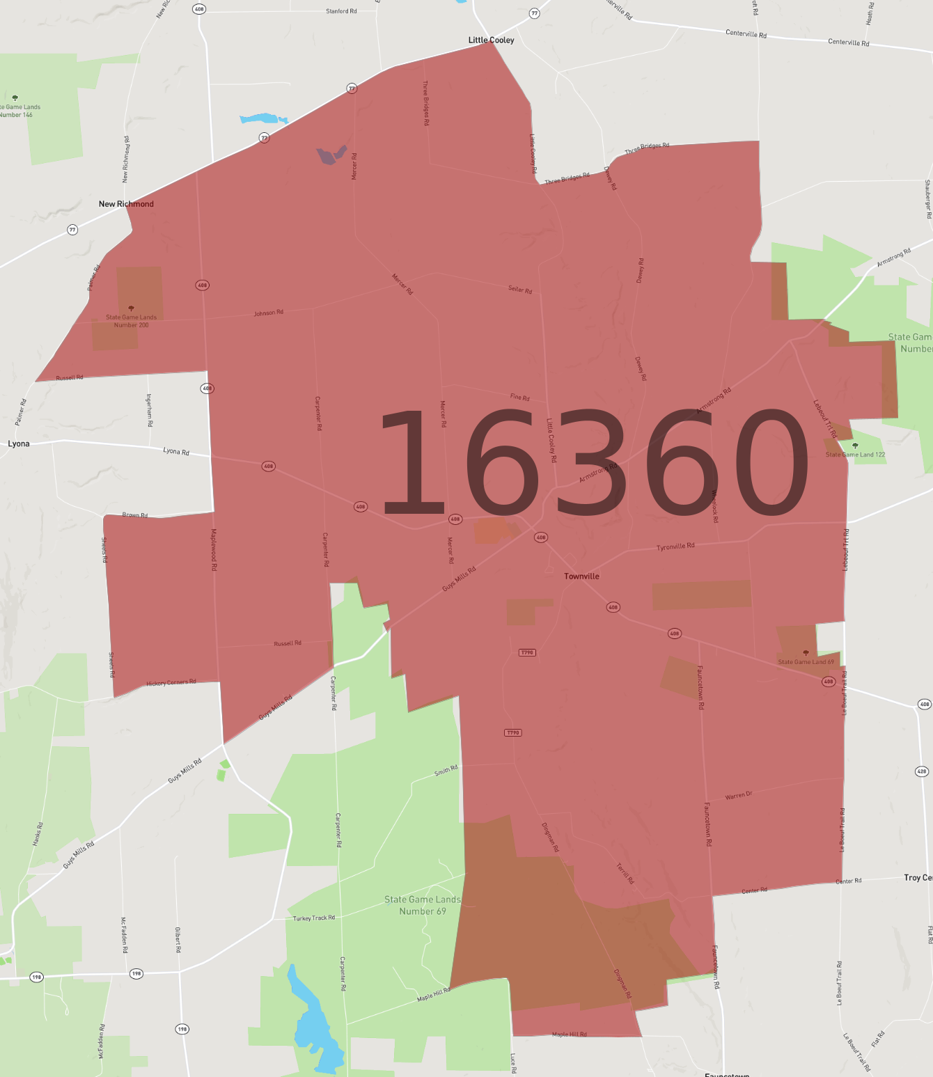 Zip Code 16360 - AtlasBig.com