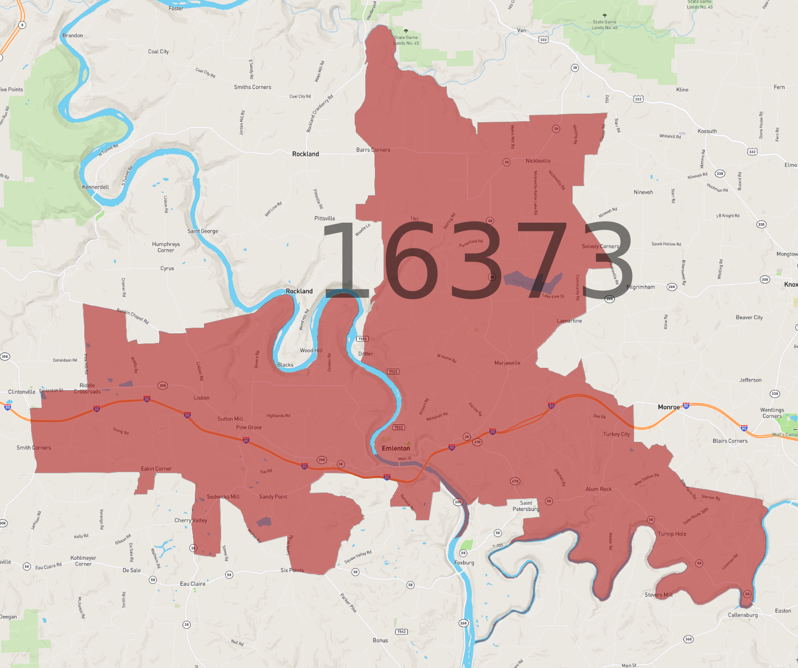 Zip Code 16373 - AtlasBig.com