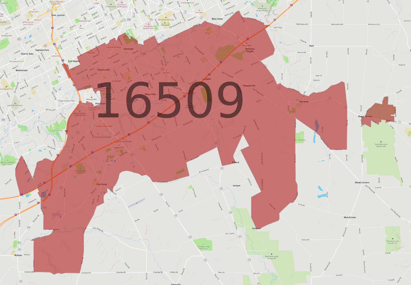 Zip Code 16509 - AtlasBig.com