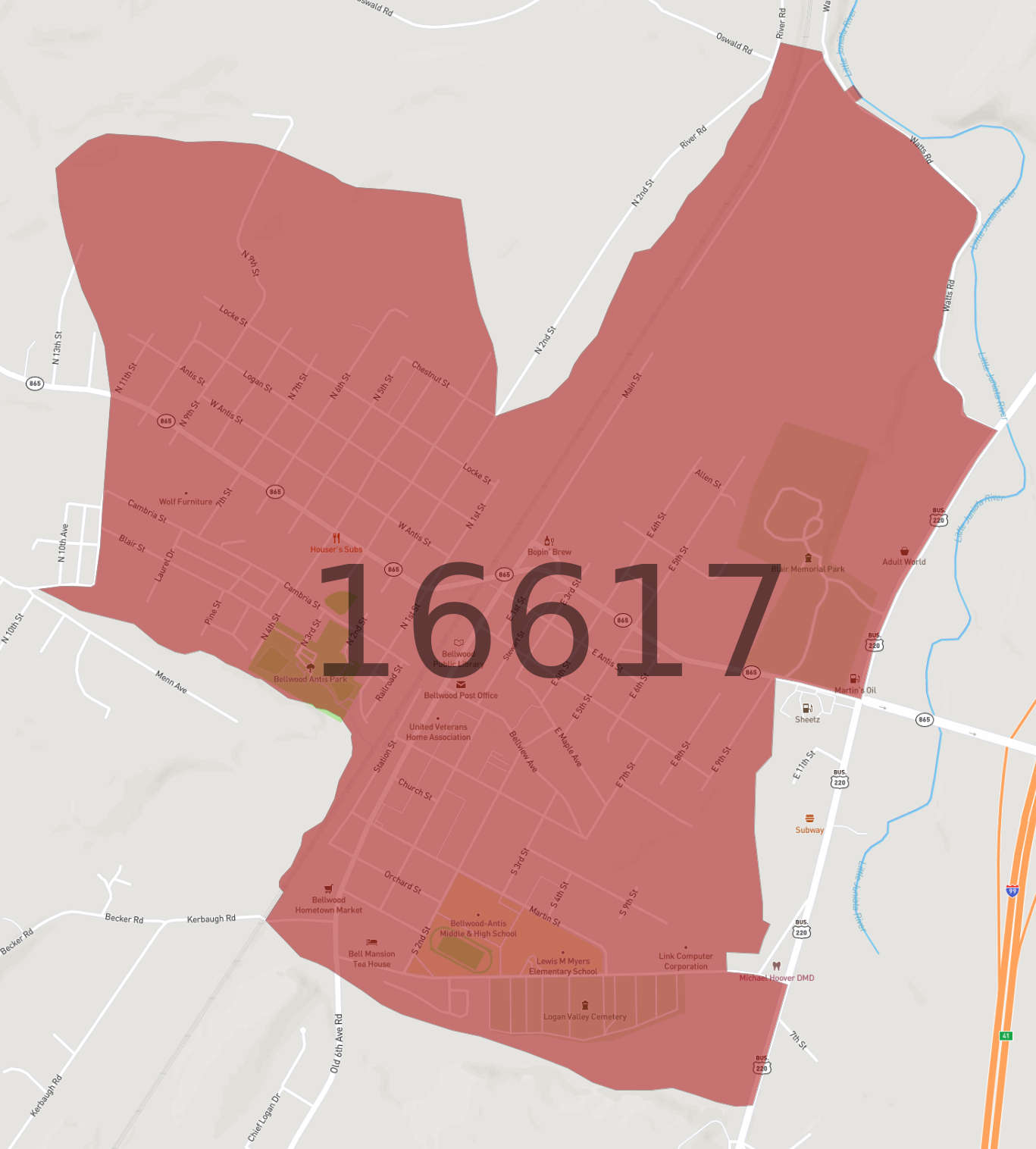 Zip Code 16617 - AtlasBig.com