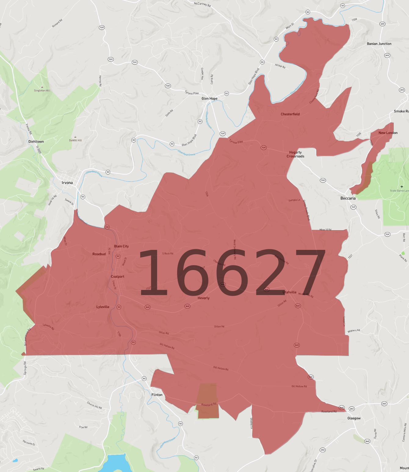 Zip Code 16627 - AtlasBig.com