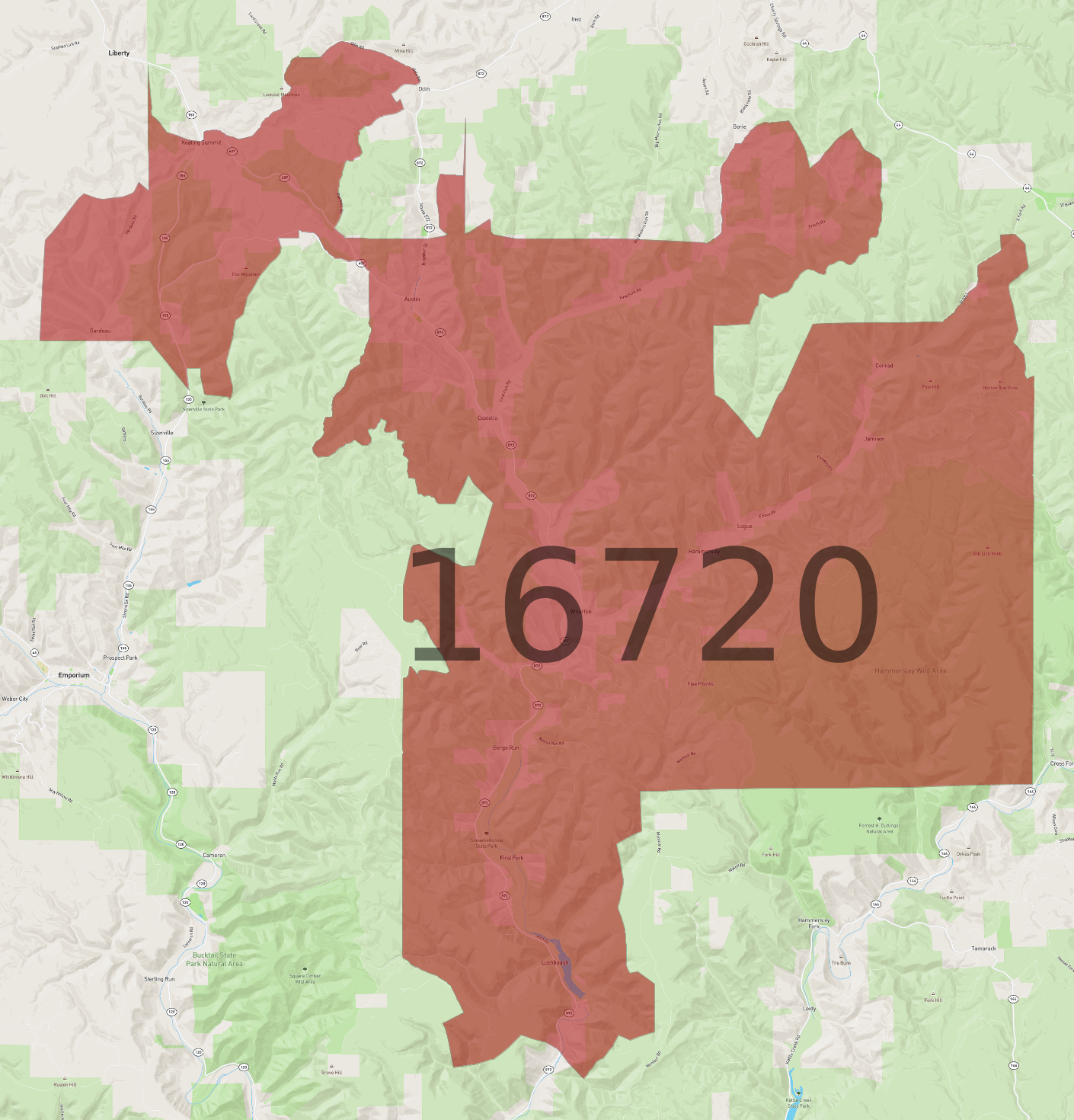 Zip Code 16720 - AtlasBig.com