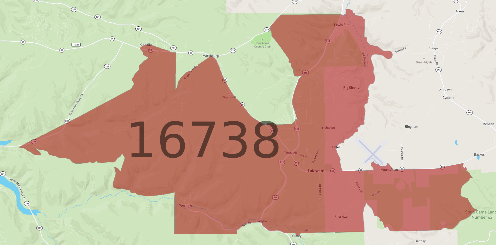 Zip Code 16738 - AtlasBig.com