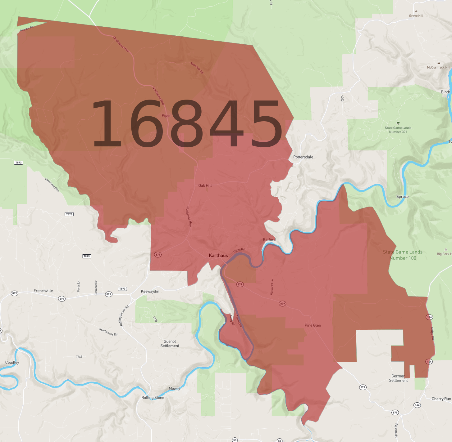 Zip Code 16845 - AtlasBig.com