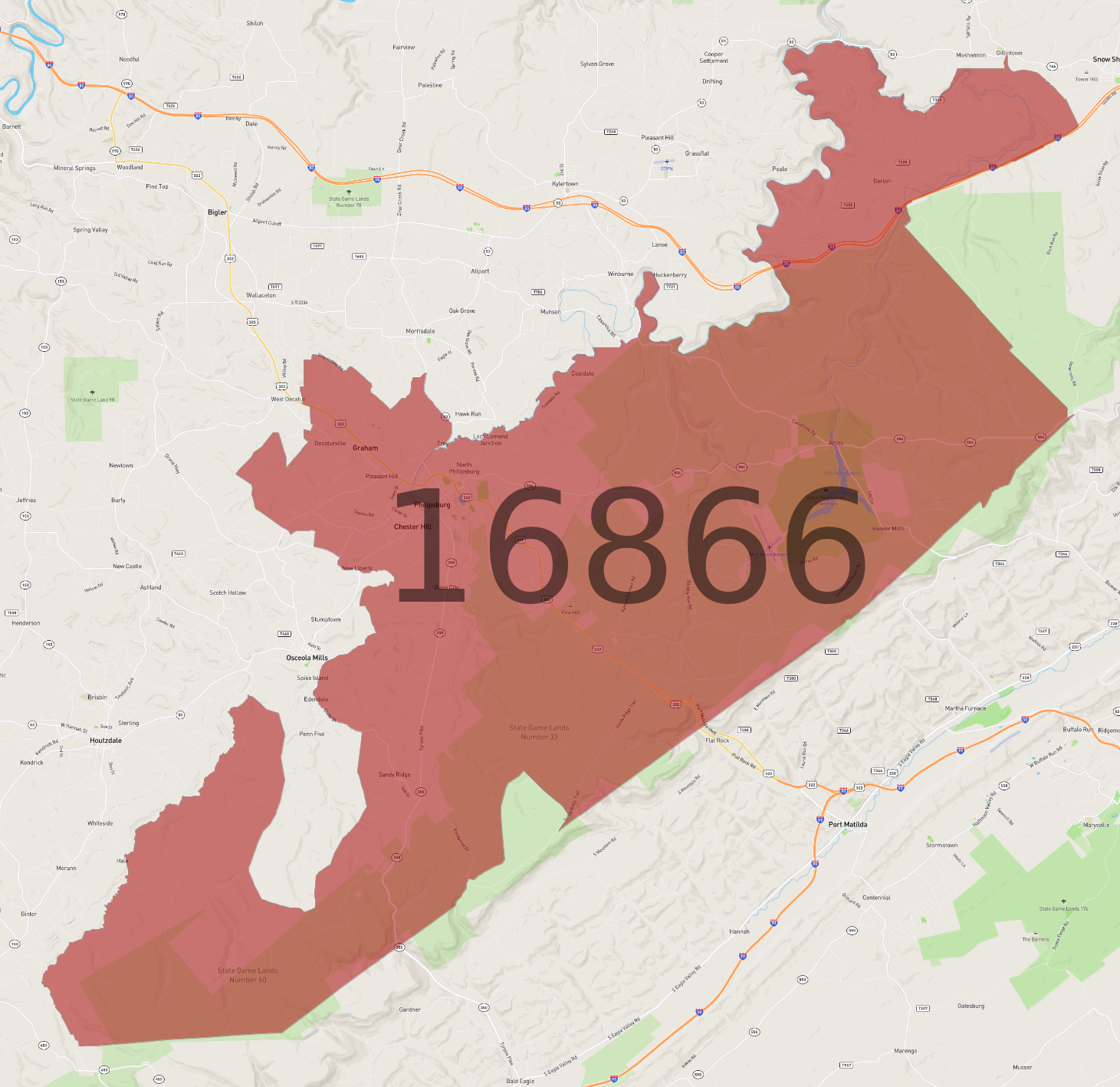 Zip Code 16866 - AtlasBig.com