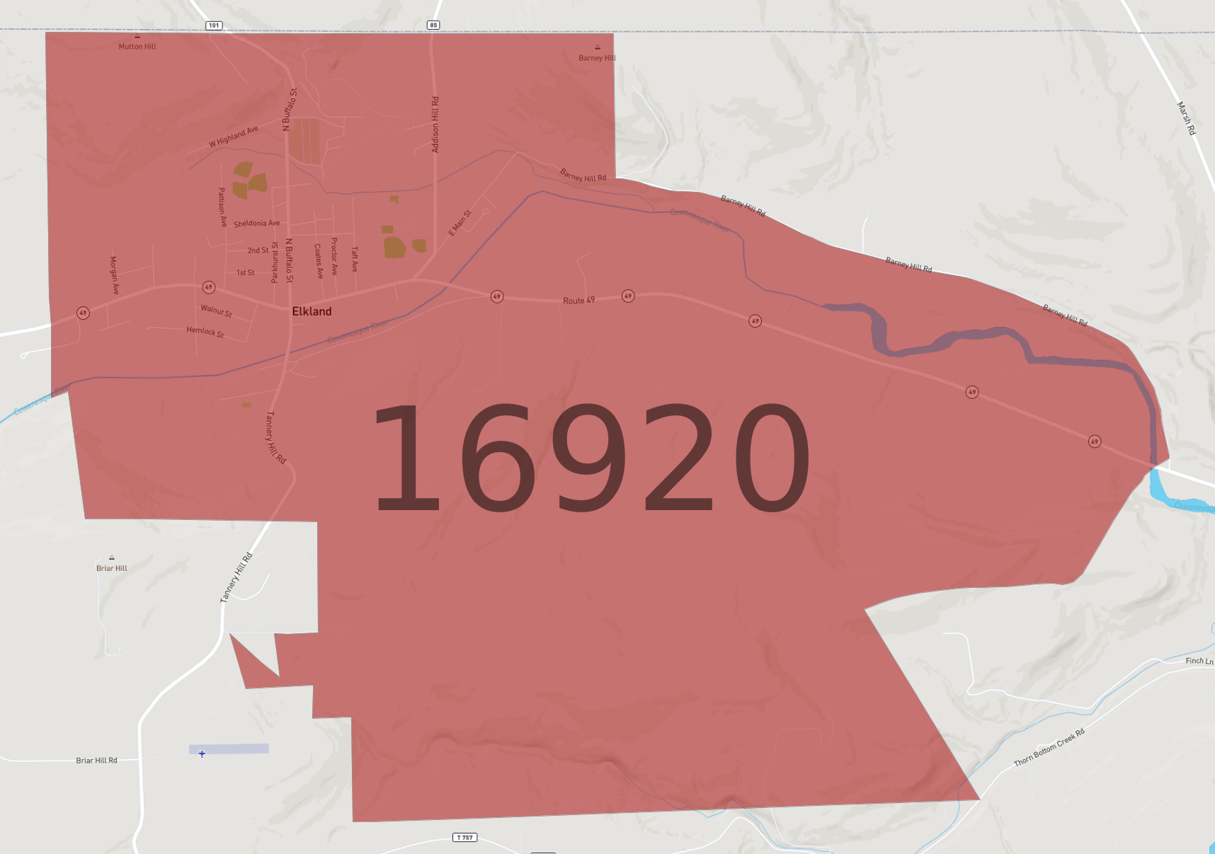 Zip Code 16920 - AtlasBig.com