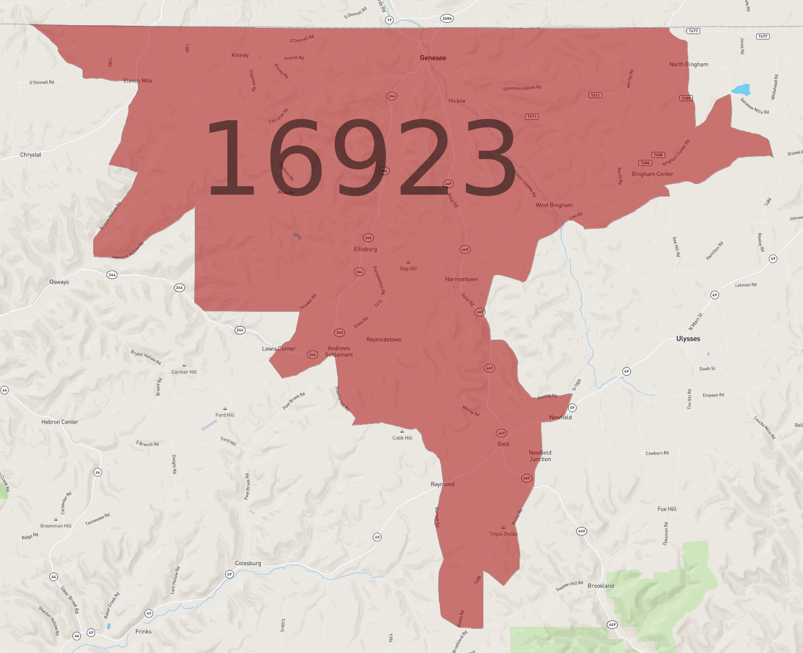 Zip Code 16923 - AtlasBig.com