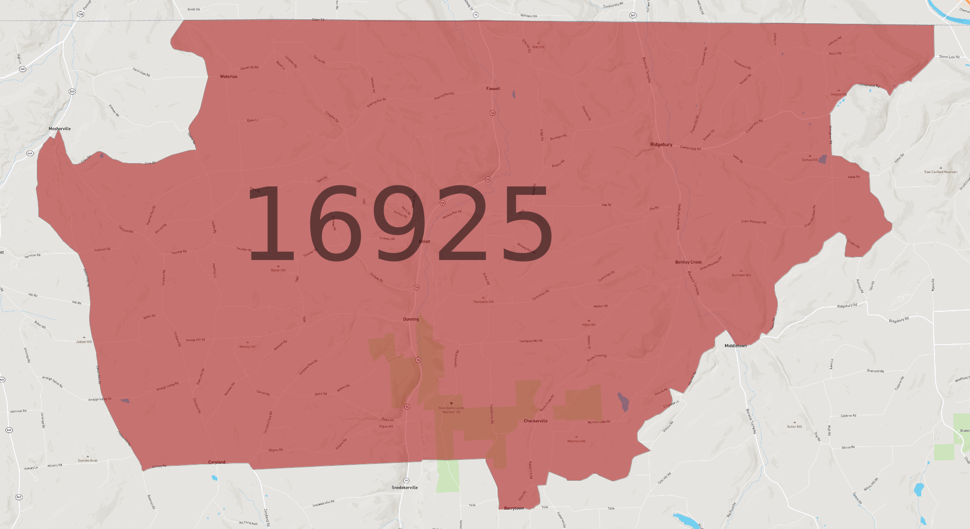 Zip Code 16925 - AtlasBig.com