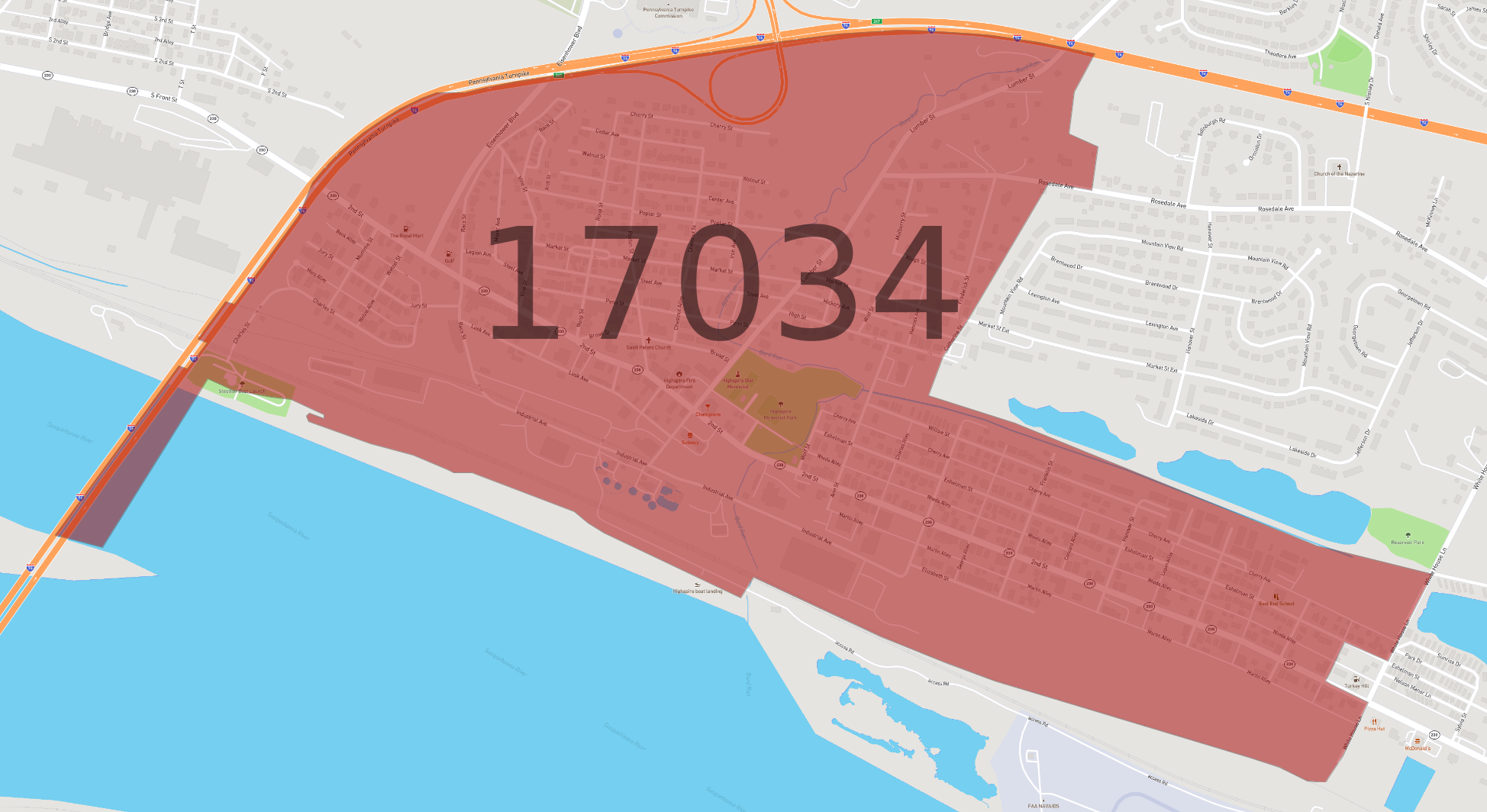 Zip Code 17034 - AtlasBig.com