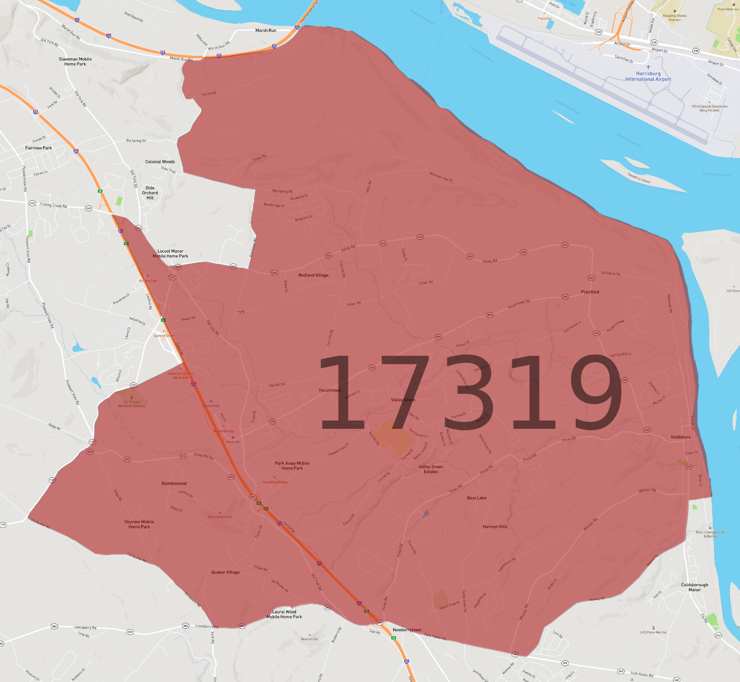 Zip Code 17319 - AtlasBig.com