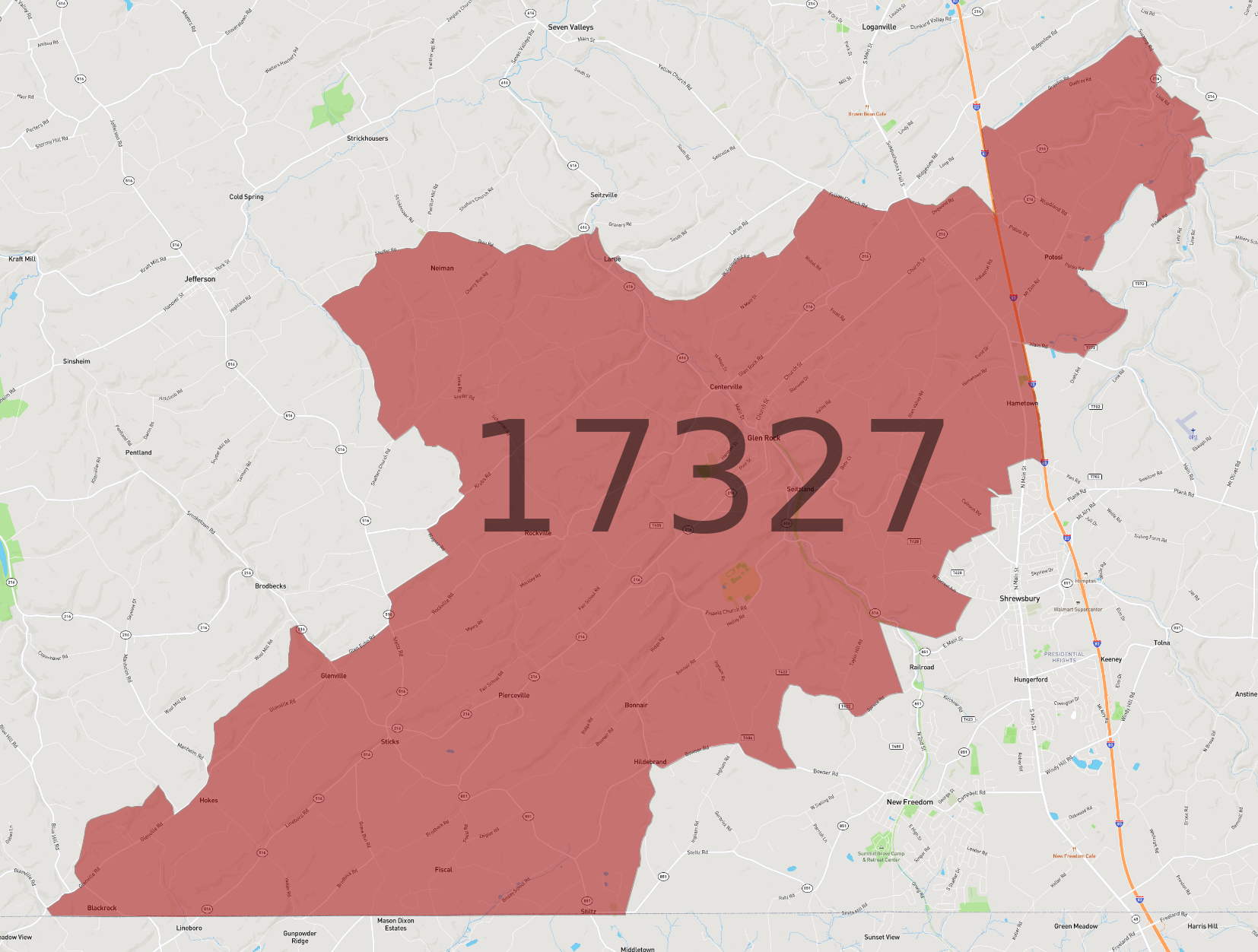 Zip Code 17327 - AtlasBig.com