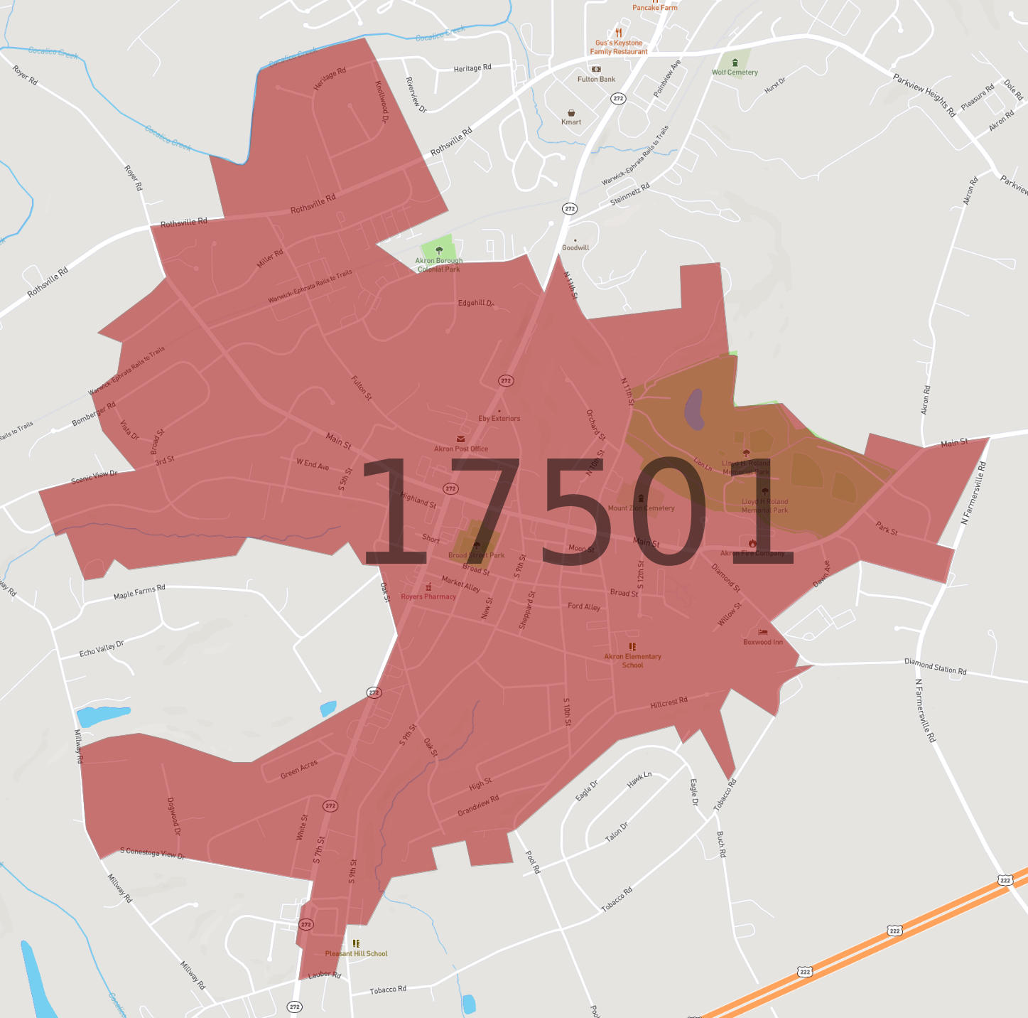 Zip Code 17501 - AtlasBig.com