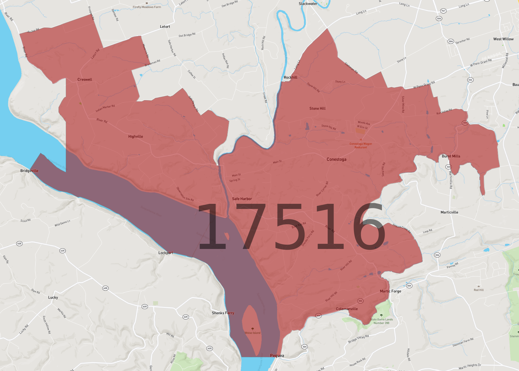 Zip Code 17516 - AtlasBig.com