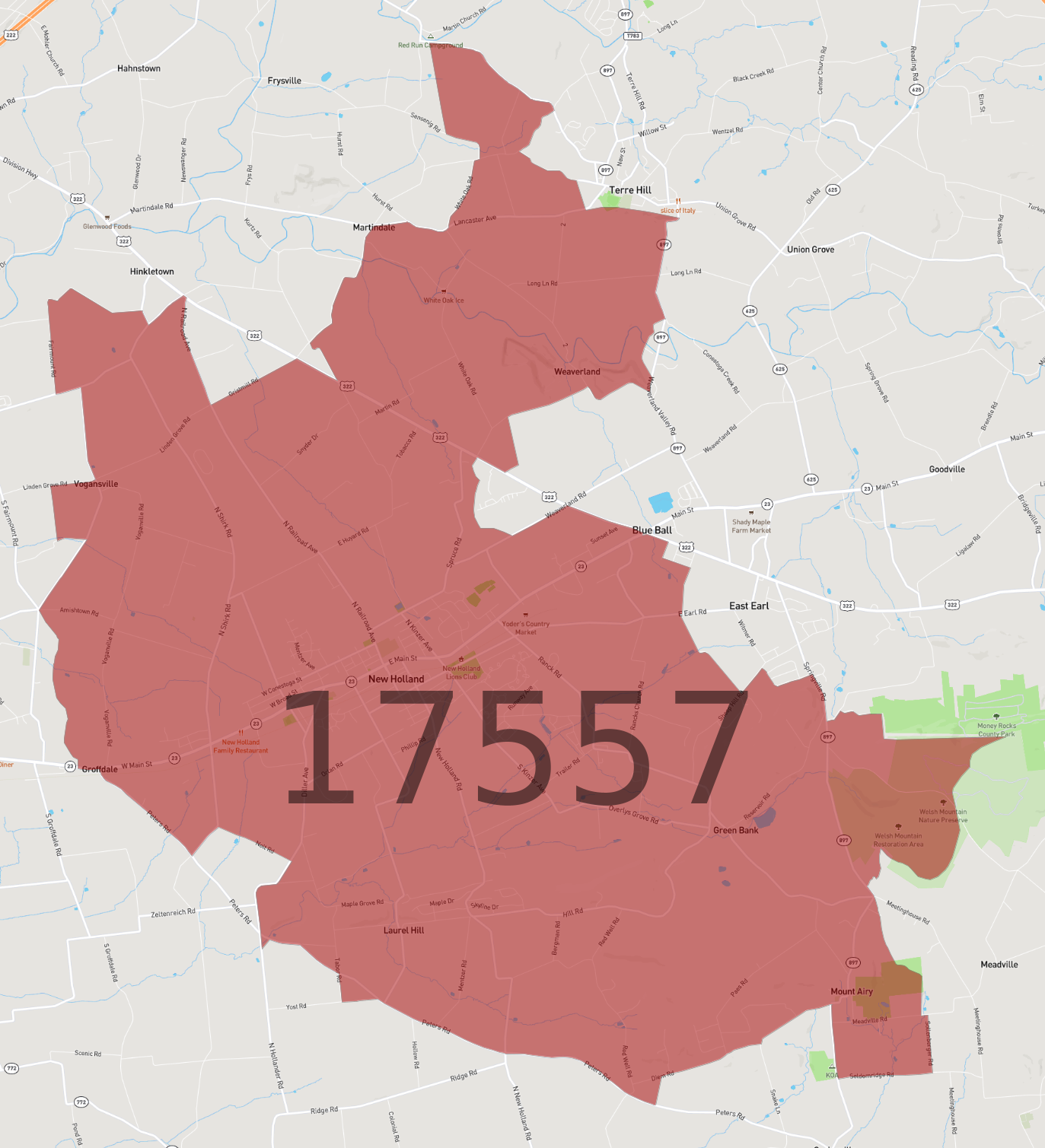 Zip Code 17557 - AtlasBig.com