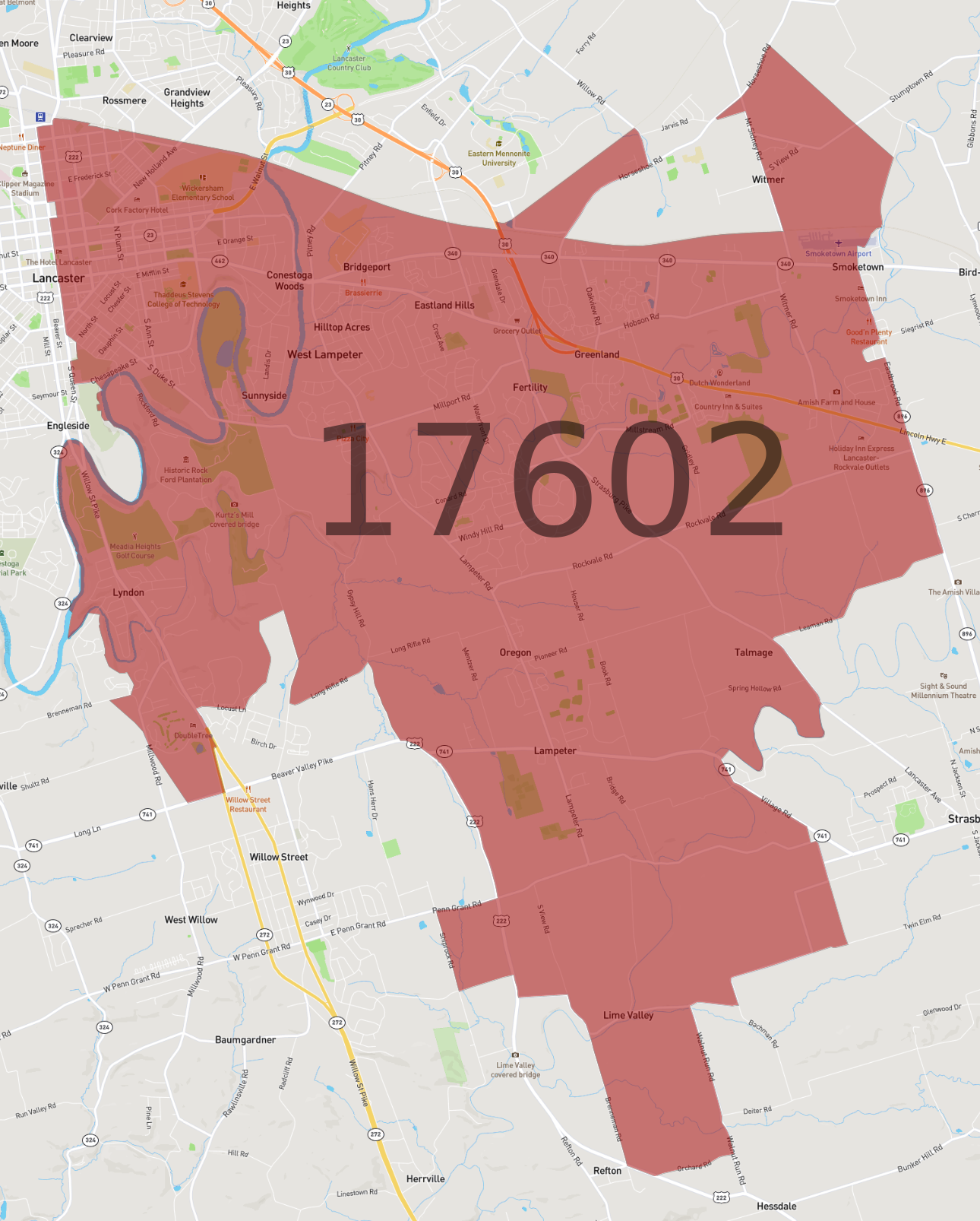 Zip Code 17602 - AtlasBig.com