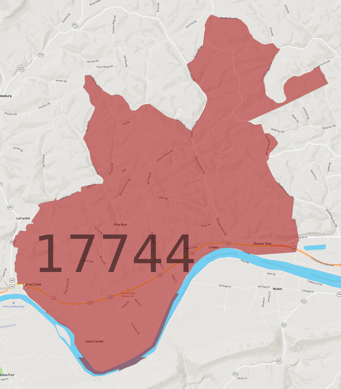 Zip Code 17744 - AtlasBig.com