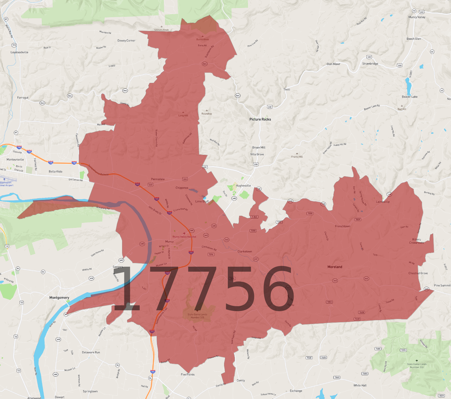 Zip Code 17756 - AtlasBig.com