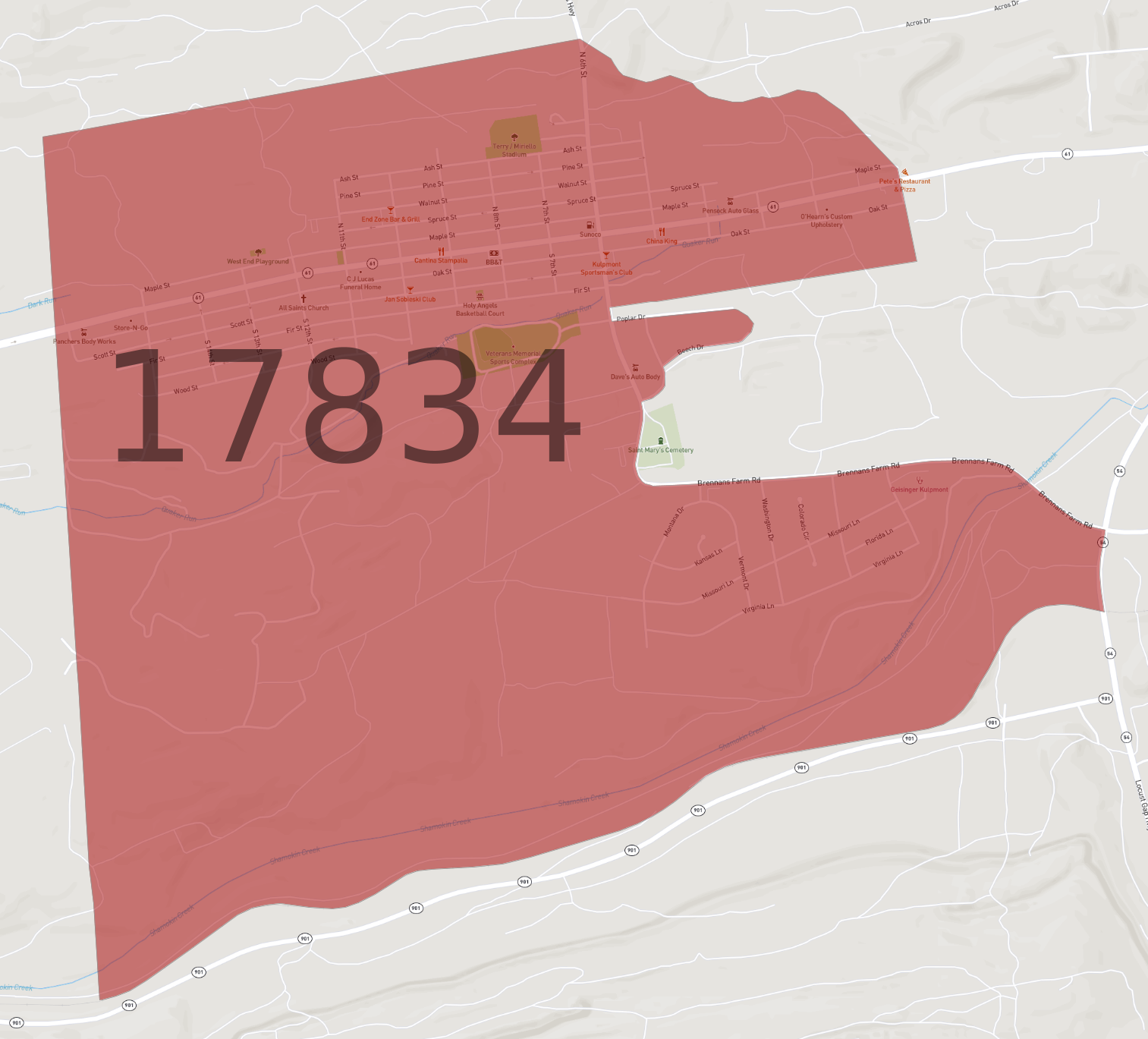 Zip Code 17834 - AtlasBig.com