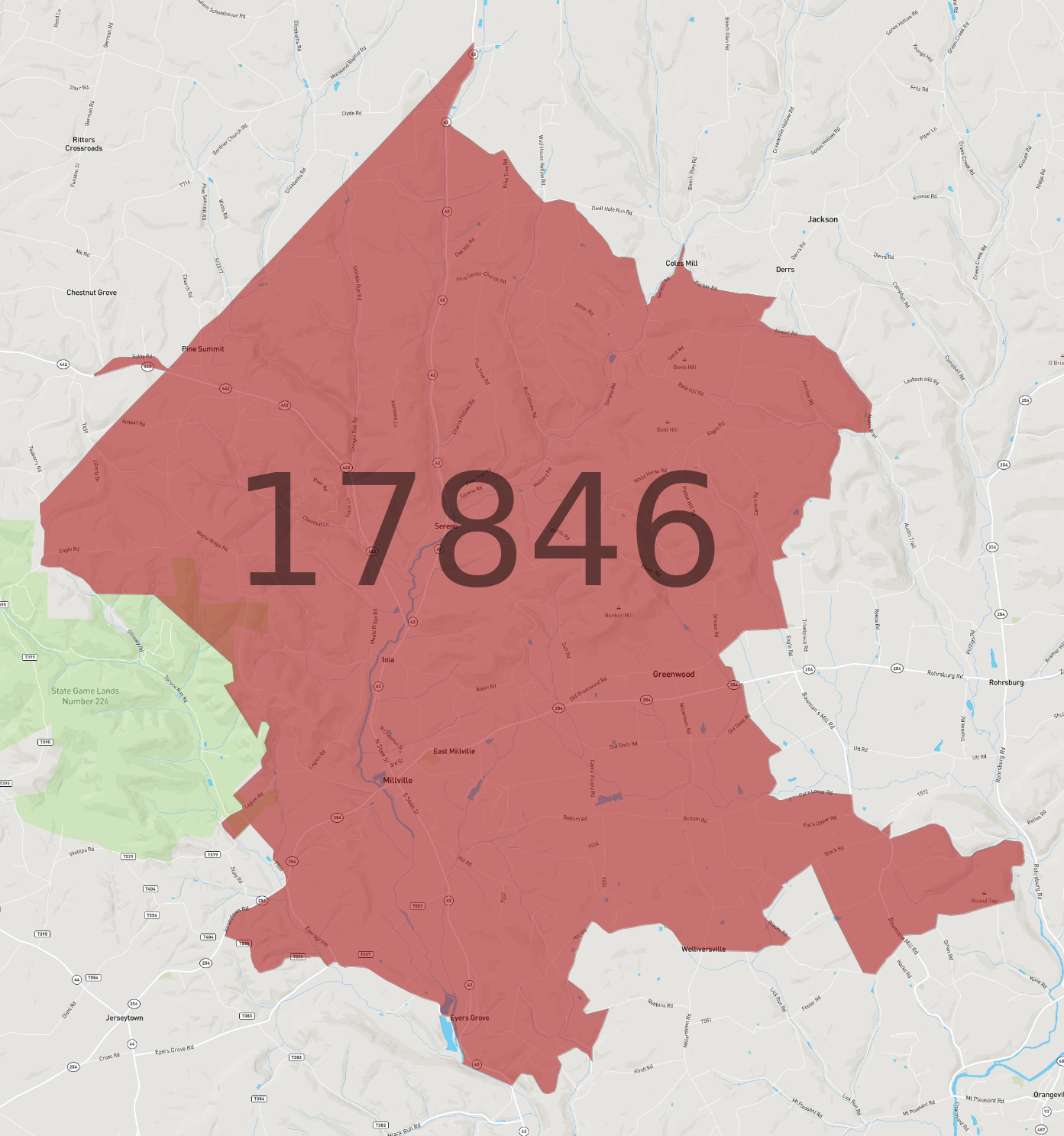 Zip Code 17846 - AtlasBig.com