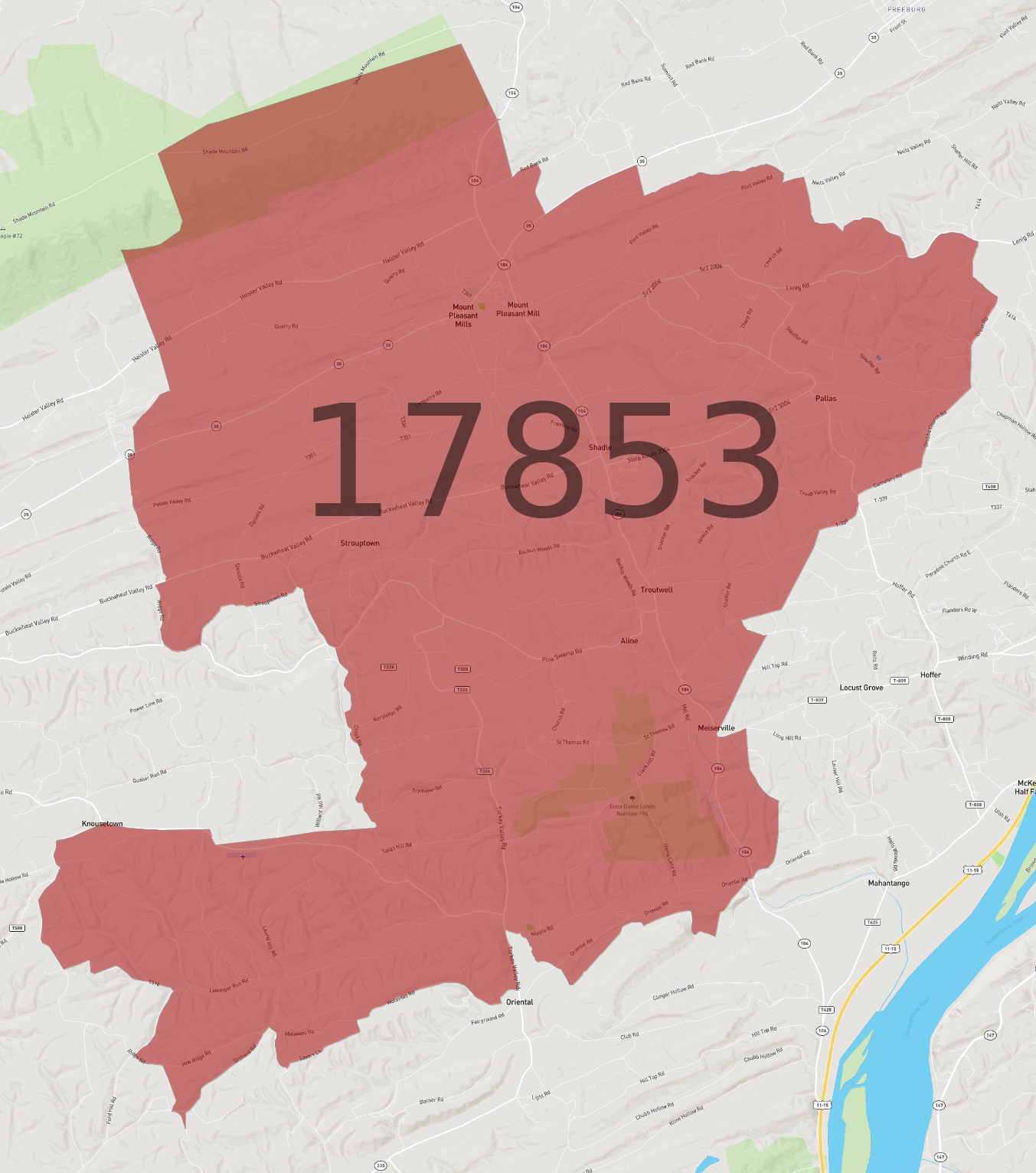 Zip Code 17853 - AtlasBig.com