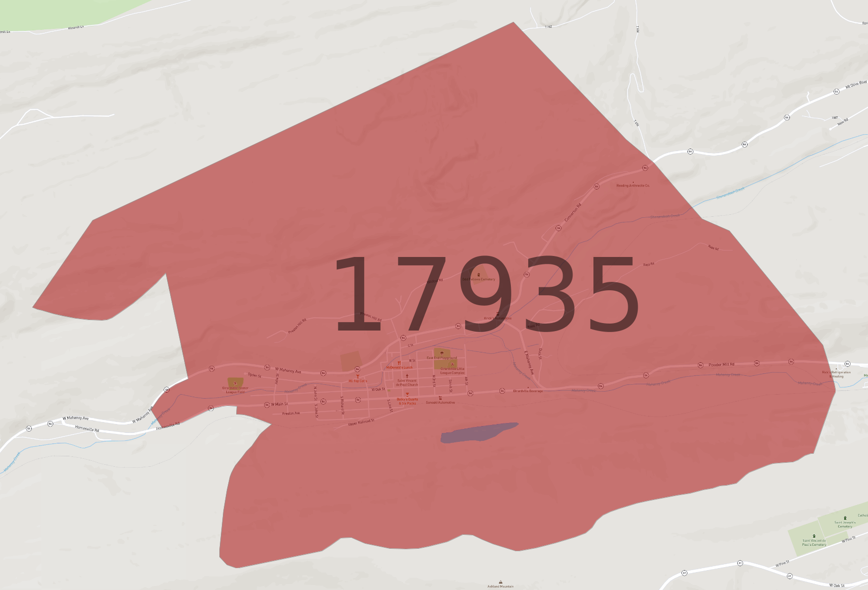 Zip Code 17935 - AtlasBig.com