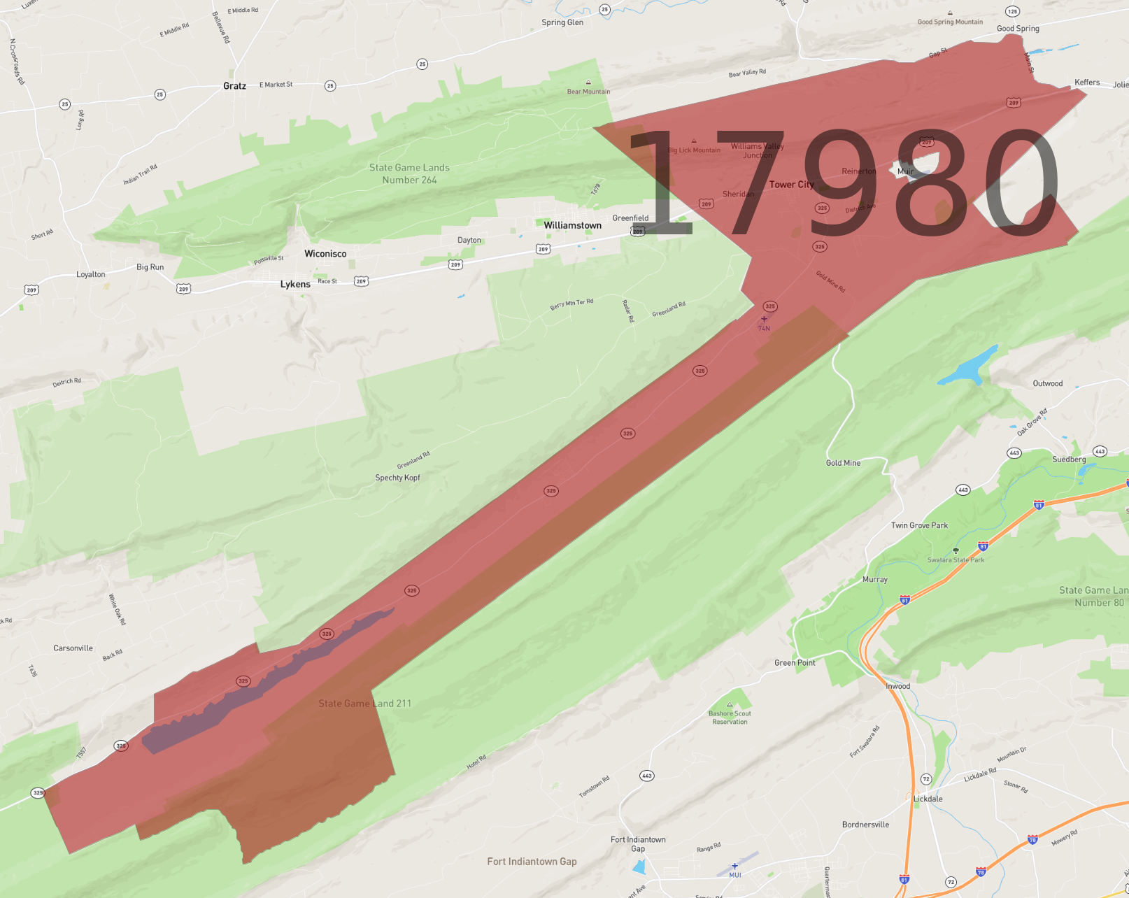 Zip Code 17980 - AtlasBig.com