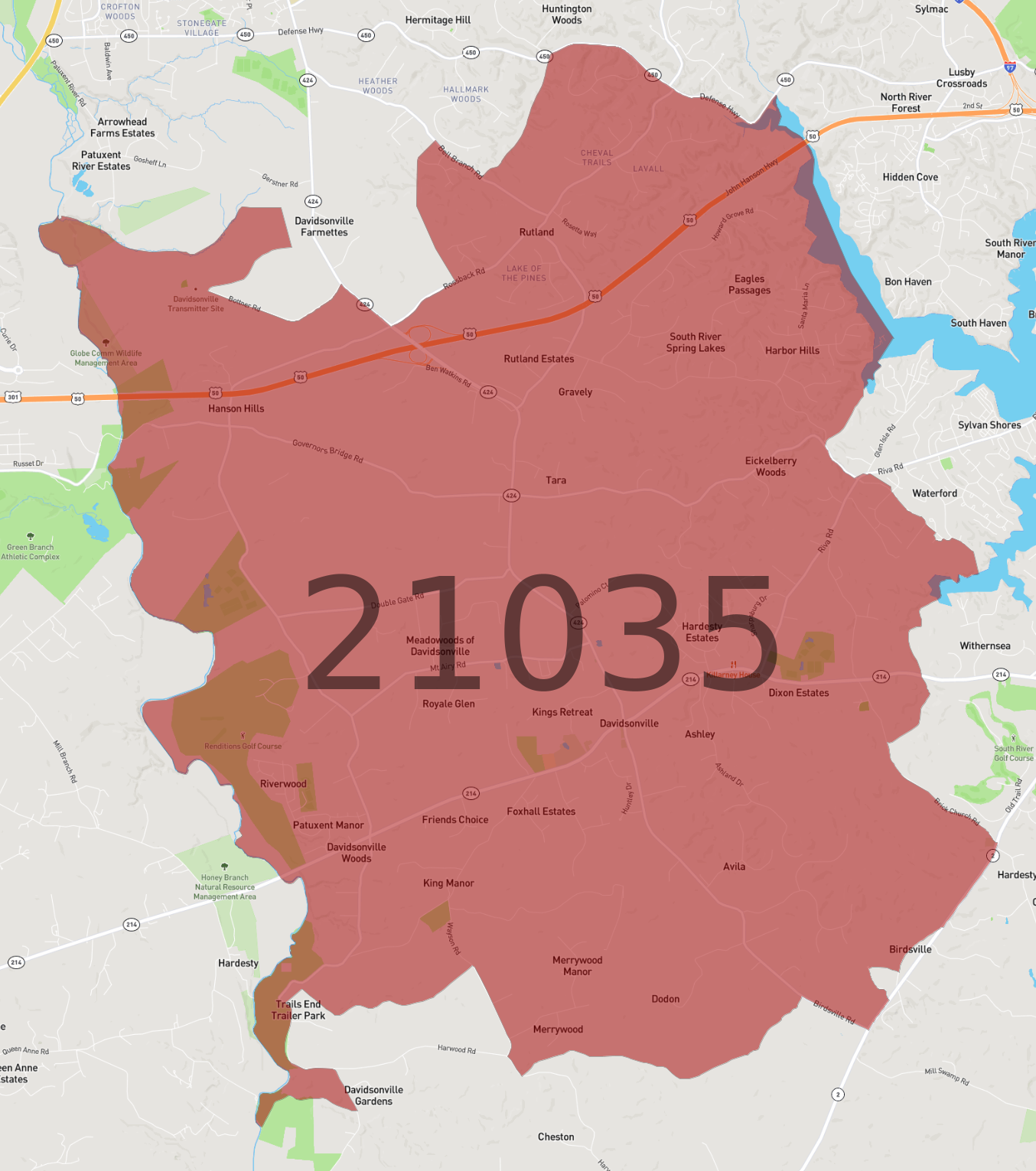 Zip Code 21035 - AtlasBig.com