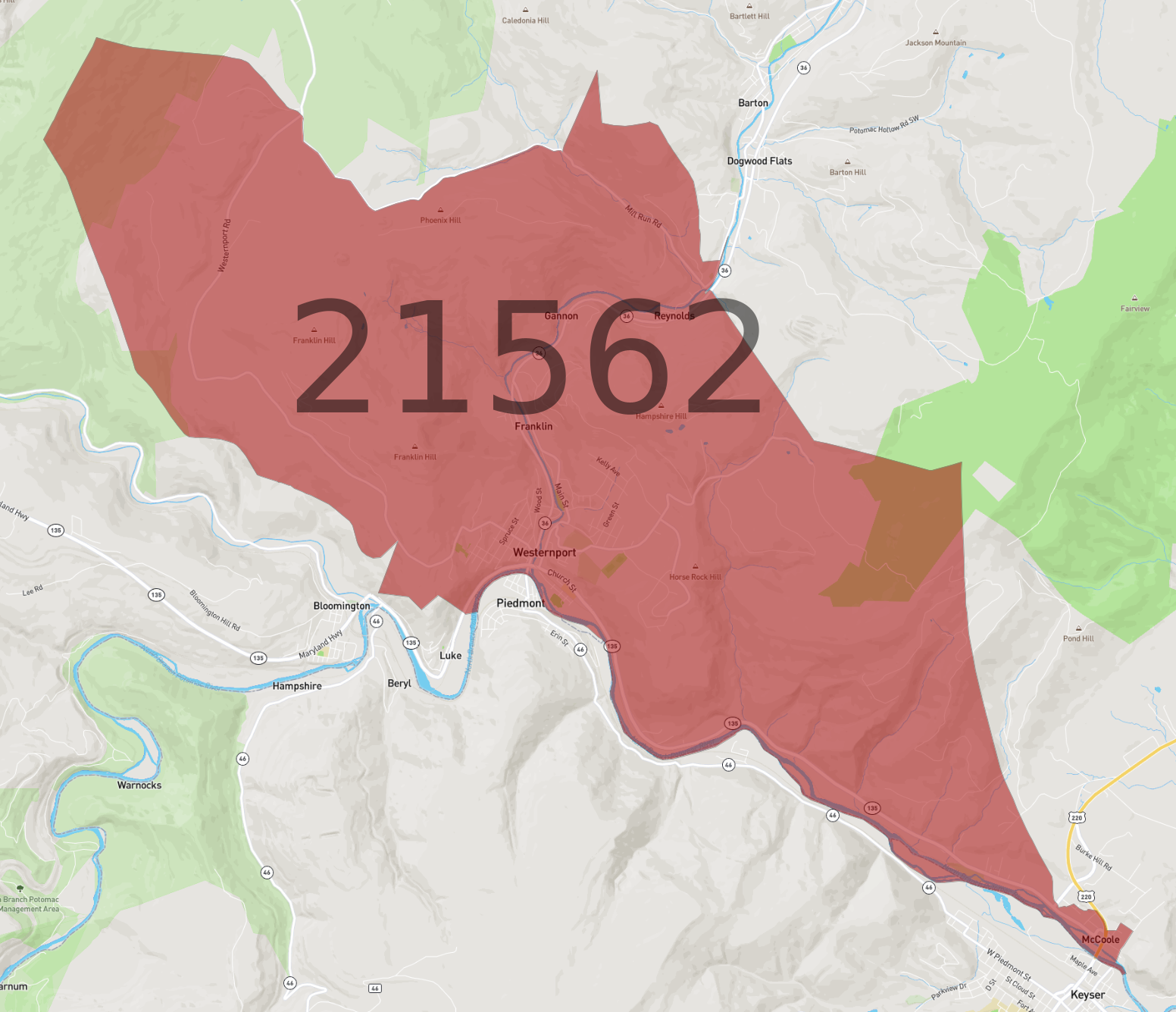 Zip Code 21562 - AtlasBig.com