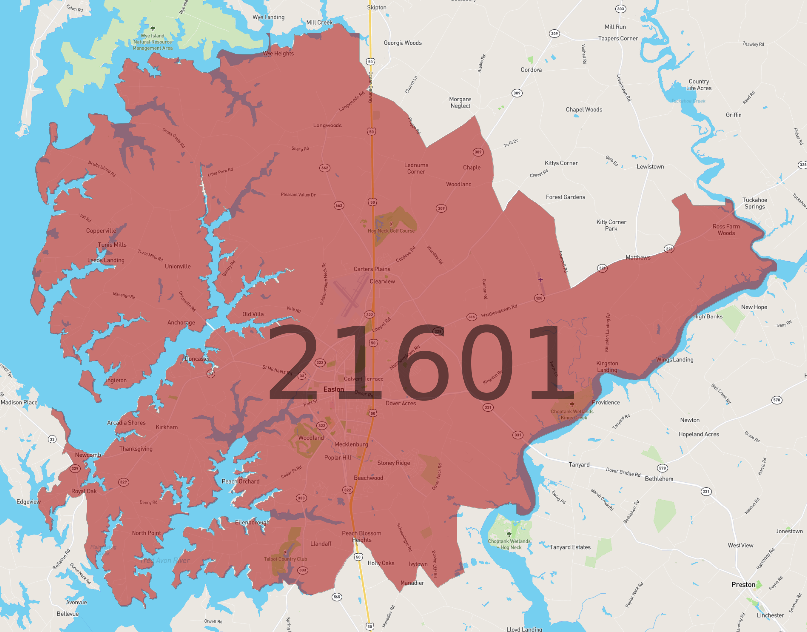 Zip Code 21601 - AtlasBig.com