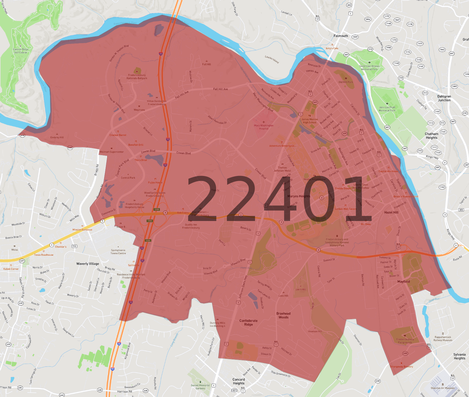 Zip Code 22401 - AtlasBig.com