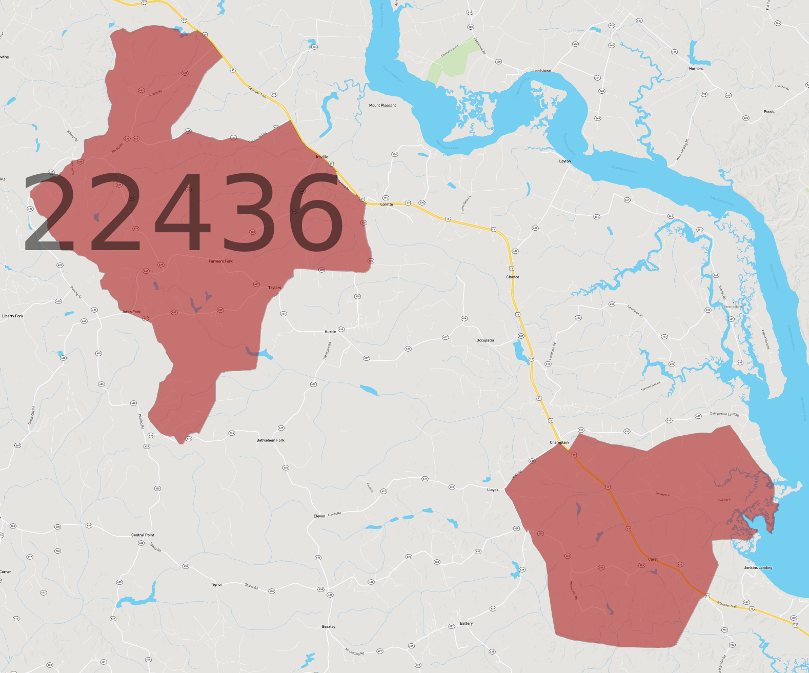 Zip Code 22436 - AtlasBig.com