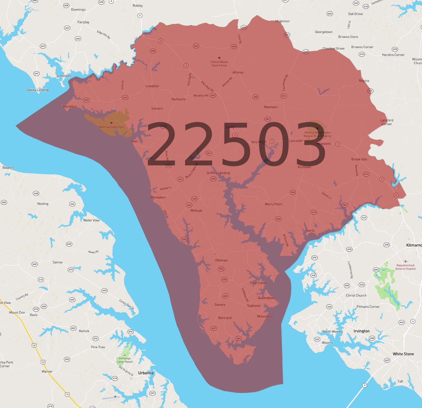 Zip Code 22503 - AtlasBig.com