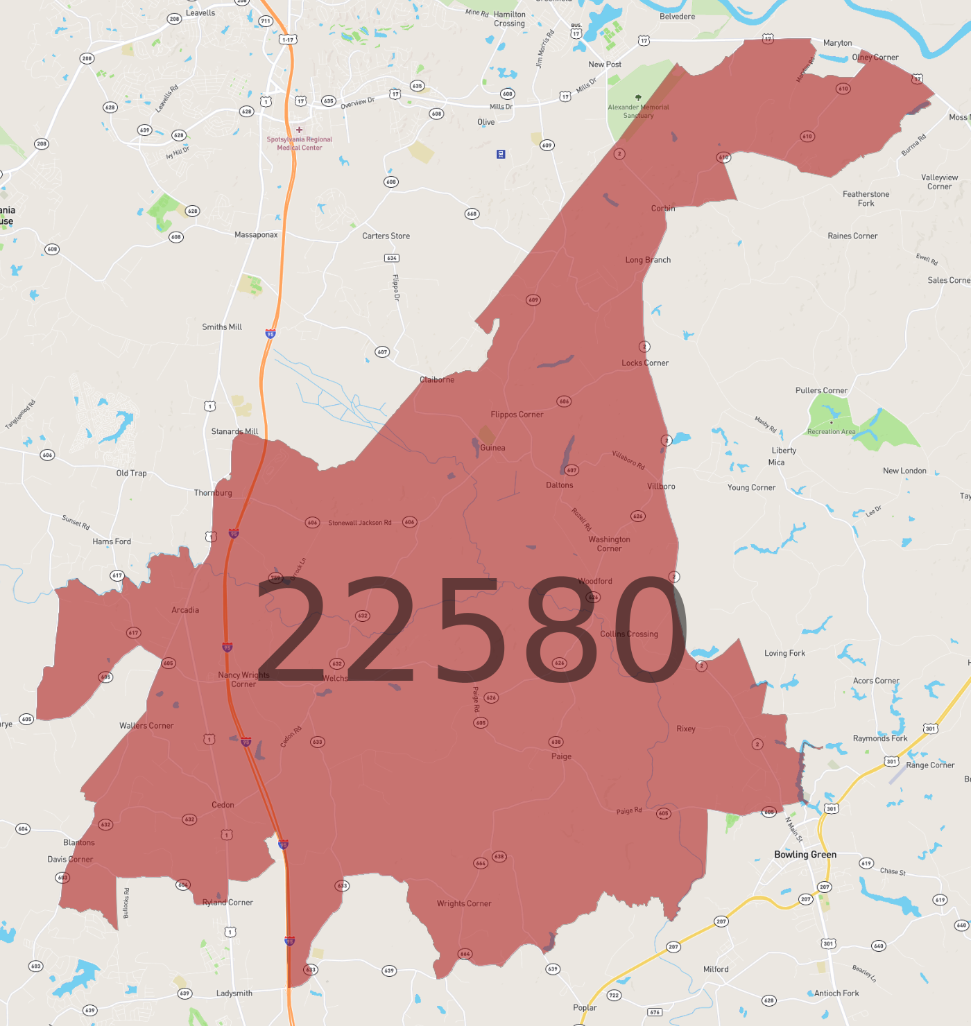 Zip Code 22580 - AtlasBig.com