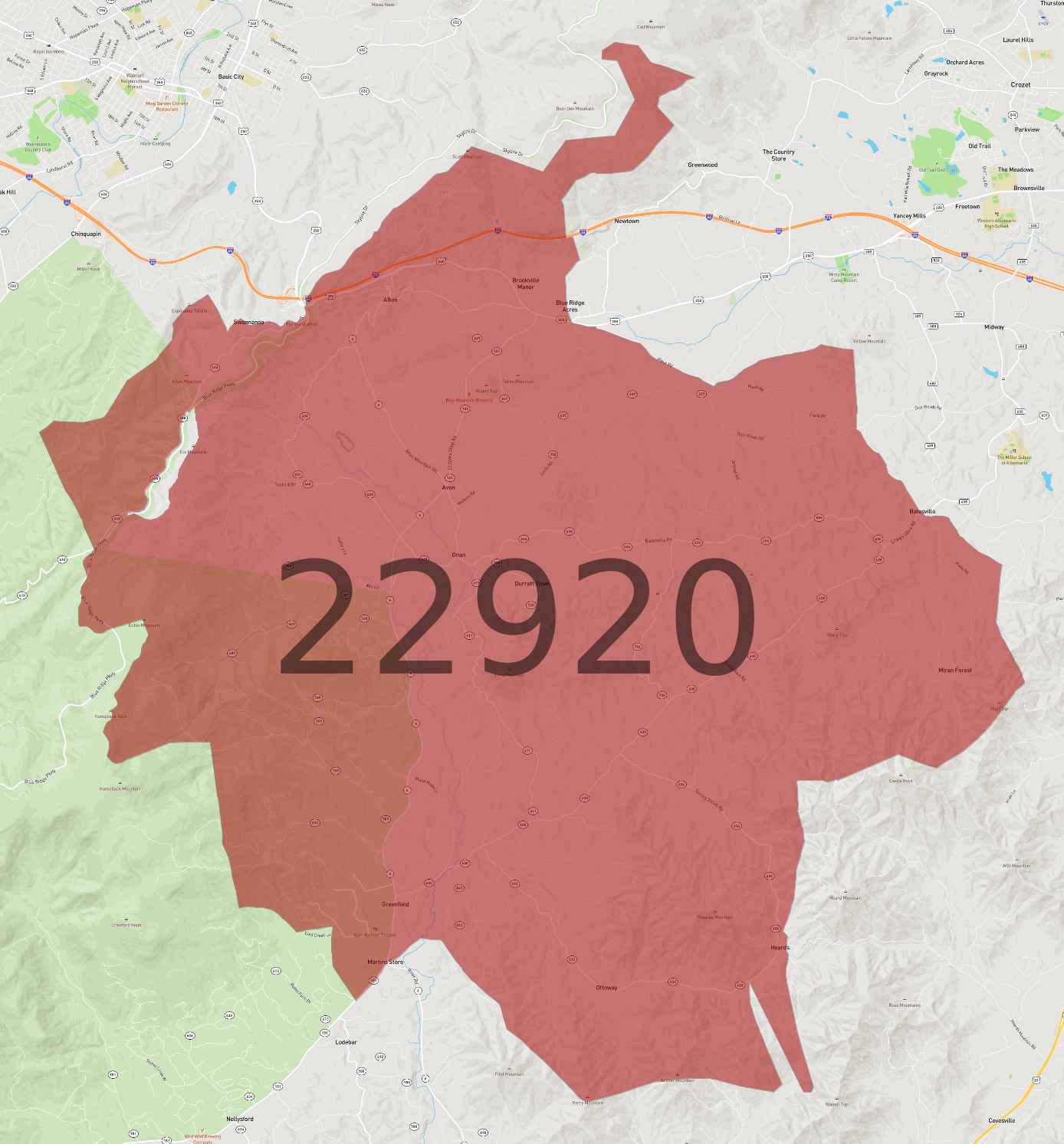 Zip Code 22920 - AtlasBig.com