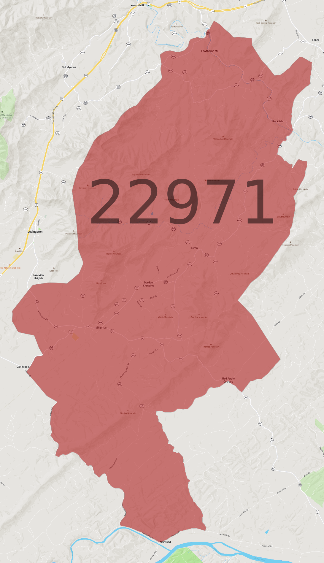 Zip Code 22971 - AtlasBig.com