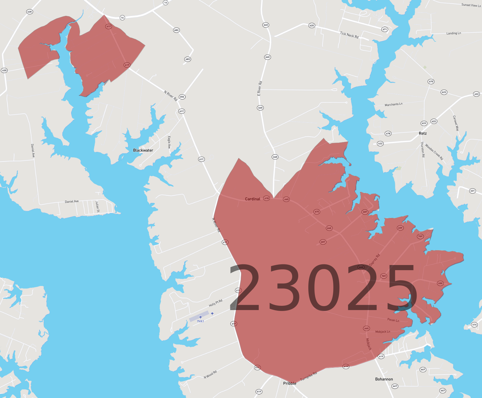 Zip Code 23025 - AtlasBig.com