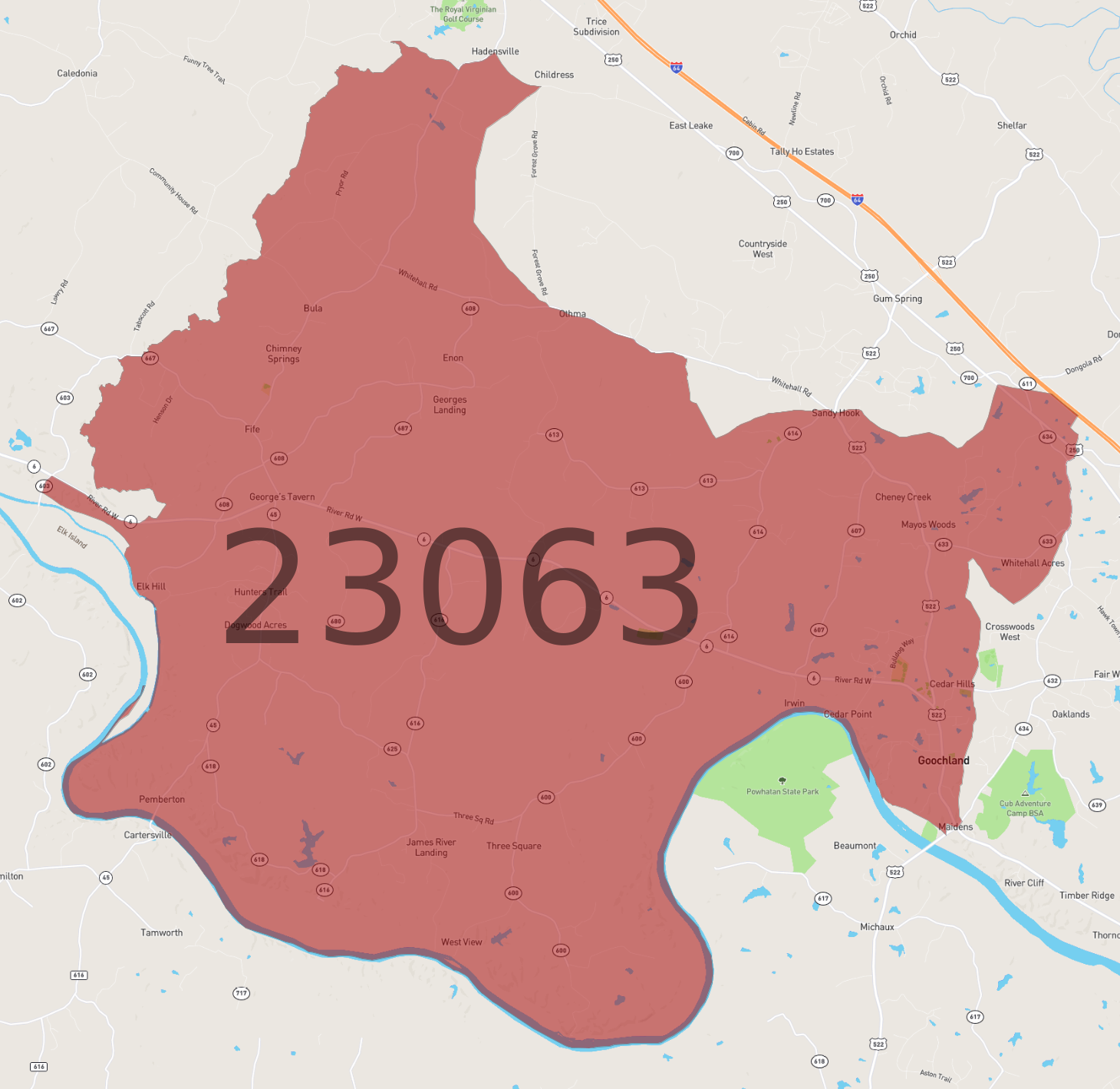 Zip Code 23063 - AtlasBig.com
