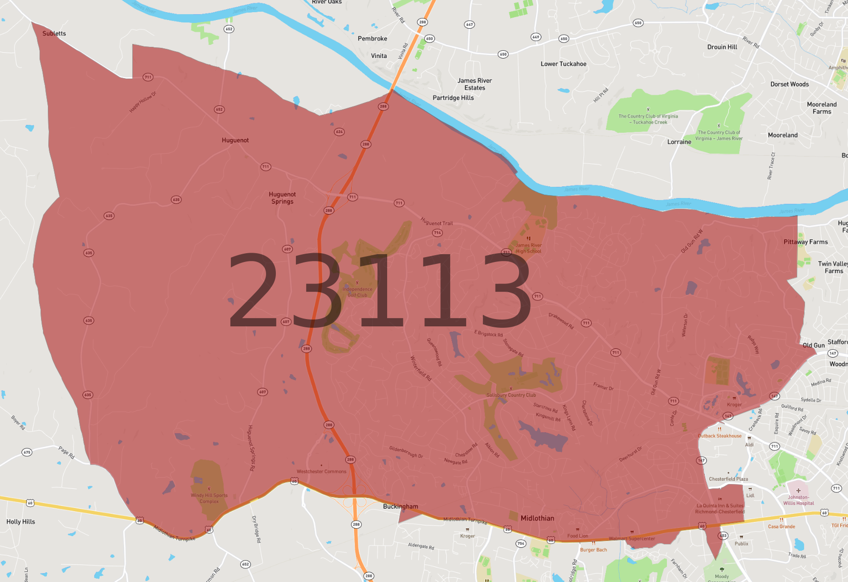 Zip Code 23113 - AtlasBig.com