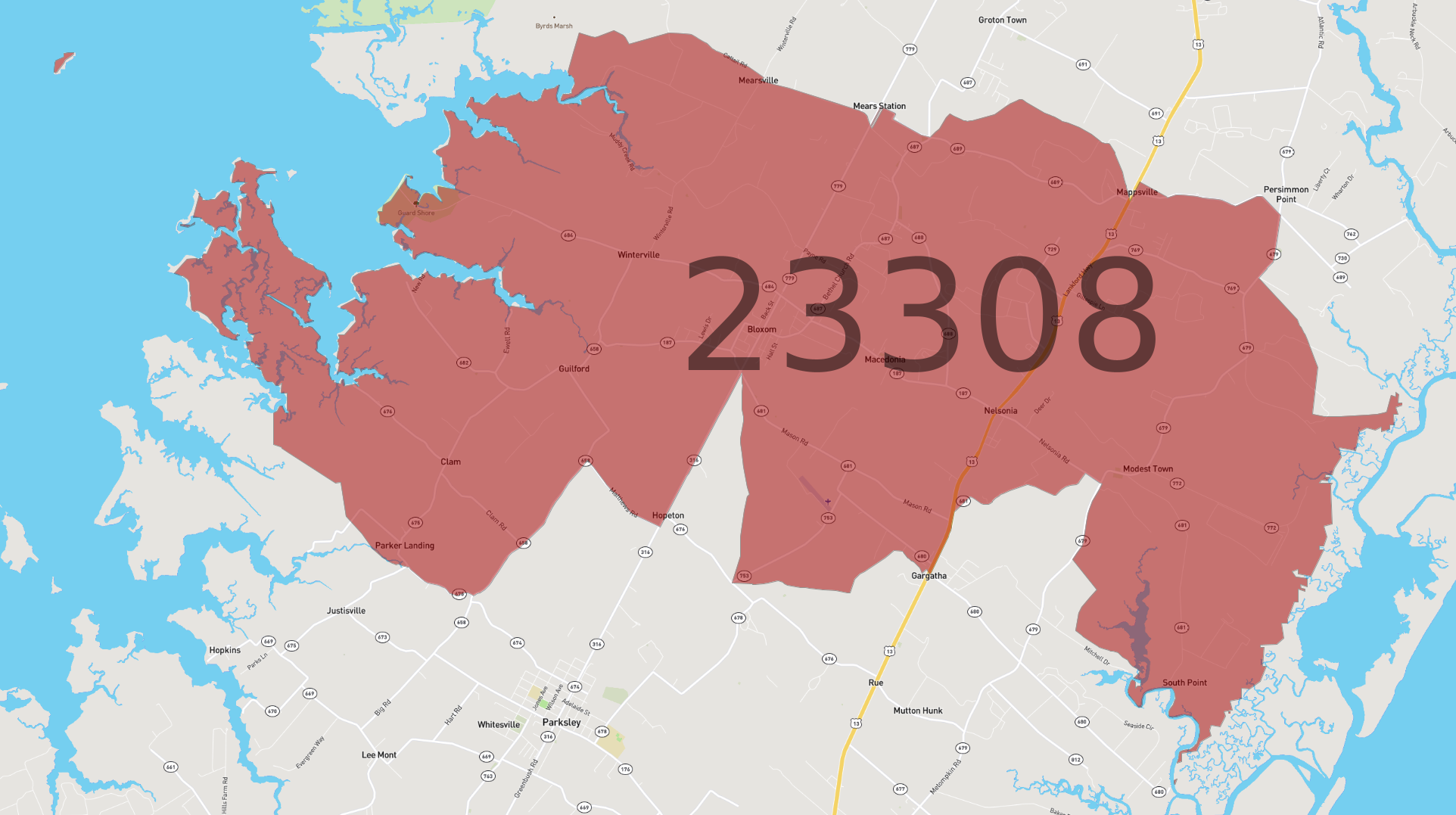 Zip Code 23308 - AtlasBig.com