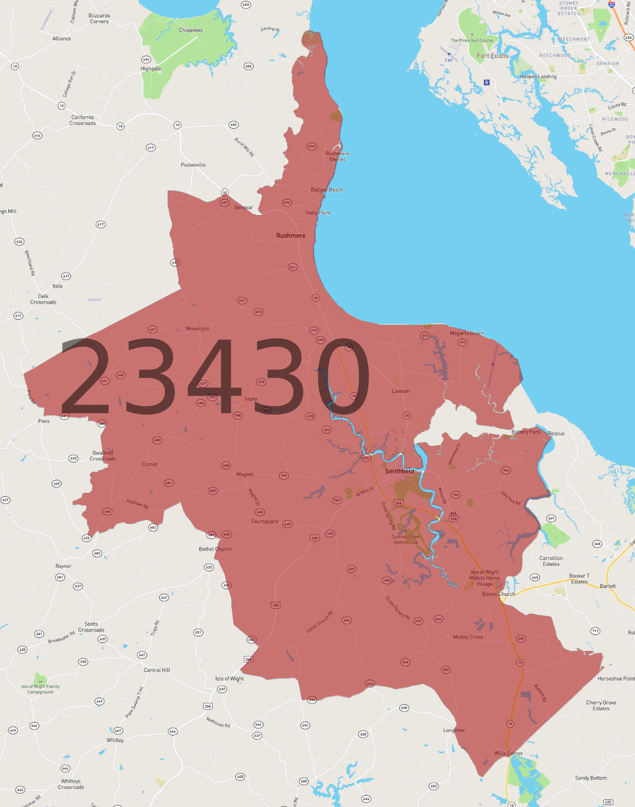 Zip Code 23430 - AtlasBig.com