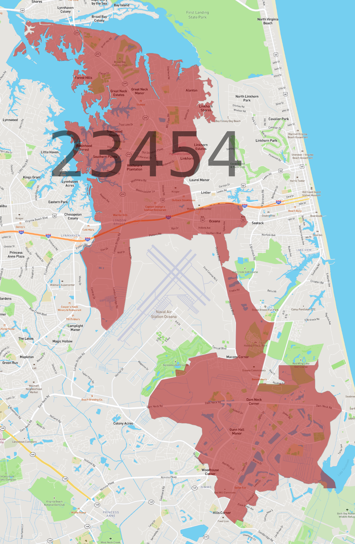 Zip Code 23454 - AtlasBig.com