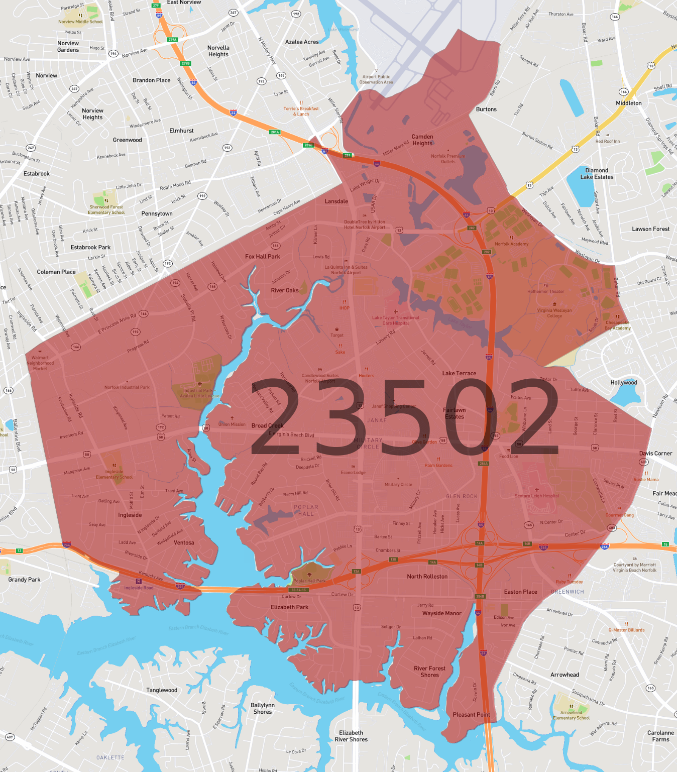 Zip Code 23502 - AtlasBig.com