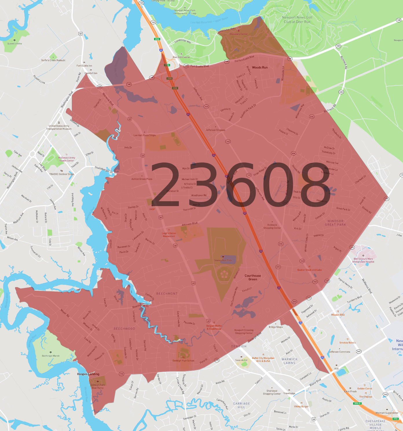 Zip Code 23608 - AtlasBig.com