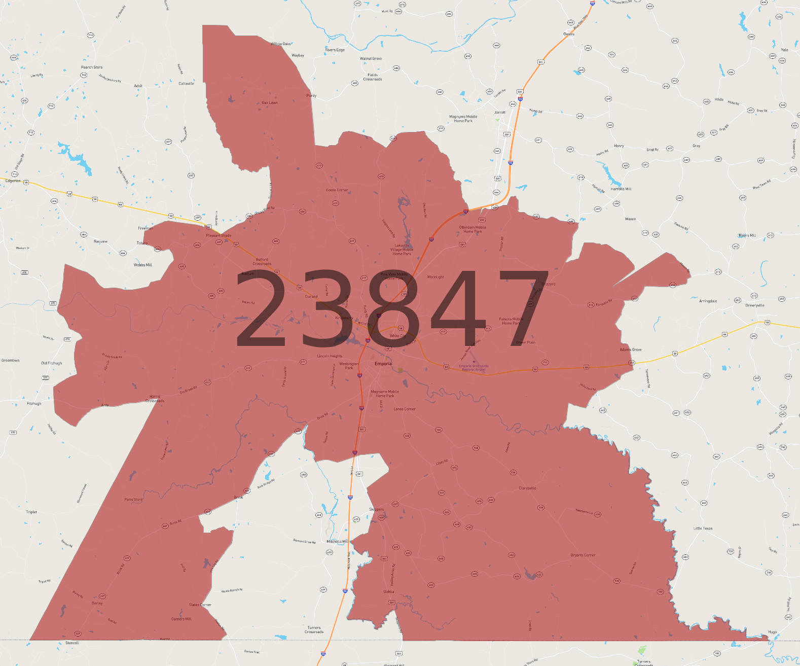 Zip Code 23847 - AtlasBig.com
