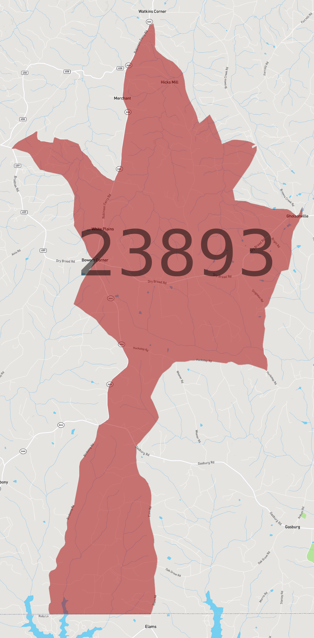Zip Code 23893 - AtlasBig.com