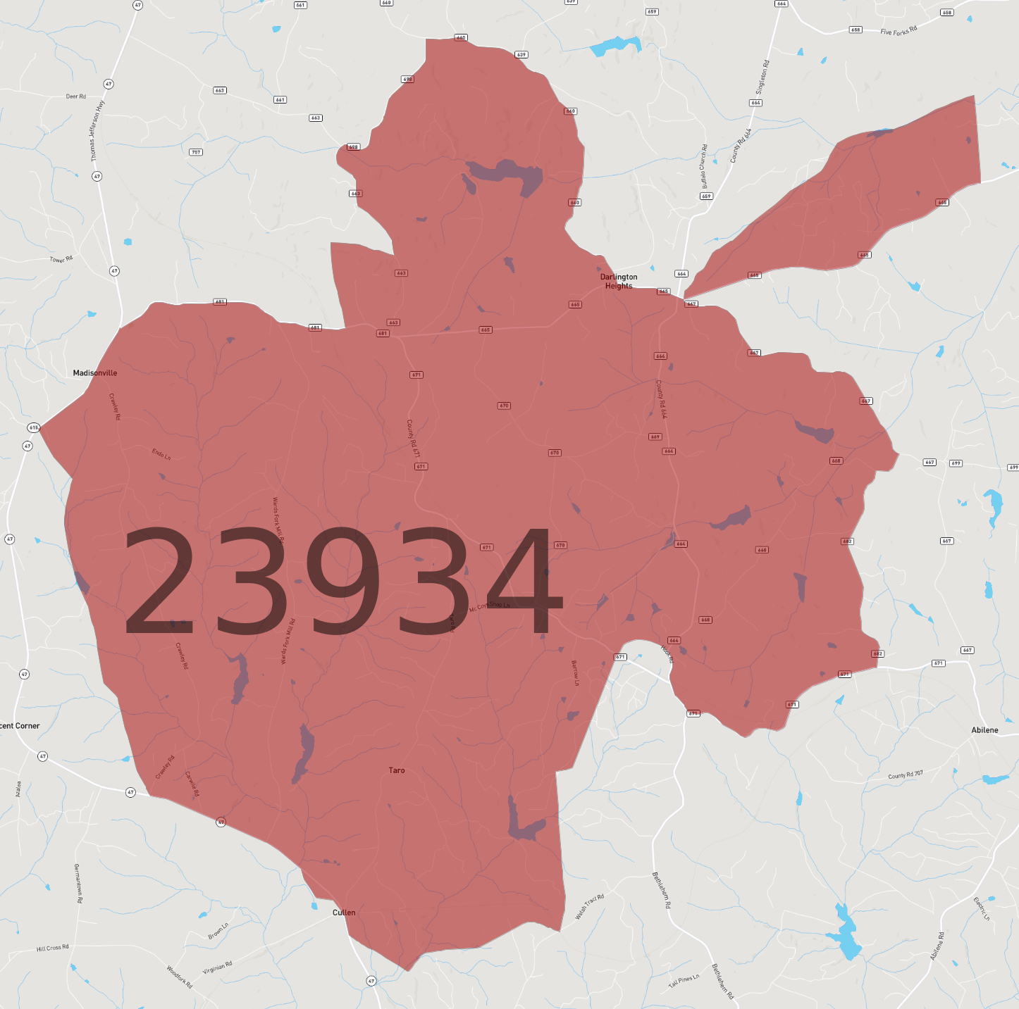 Zip Code 23934 - AtlasBig.com