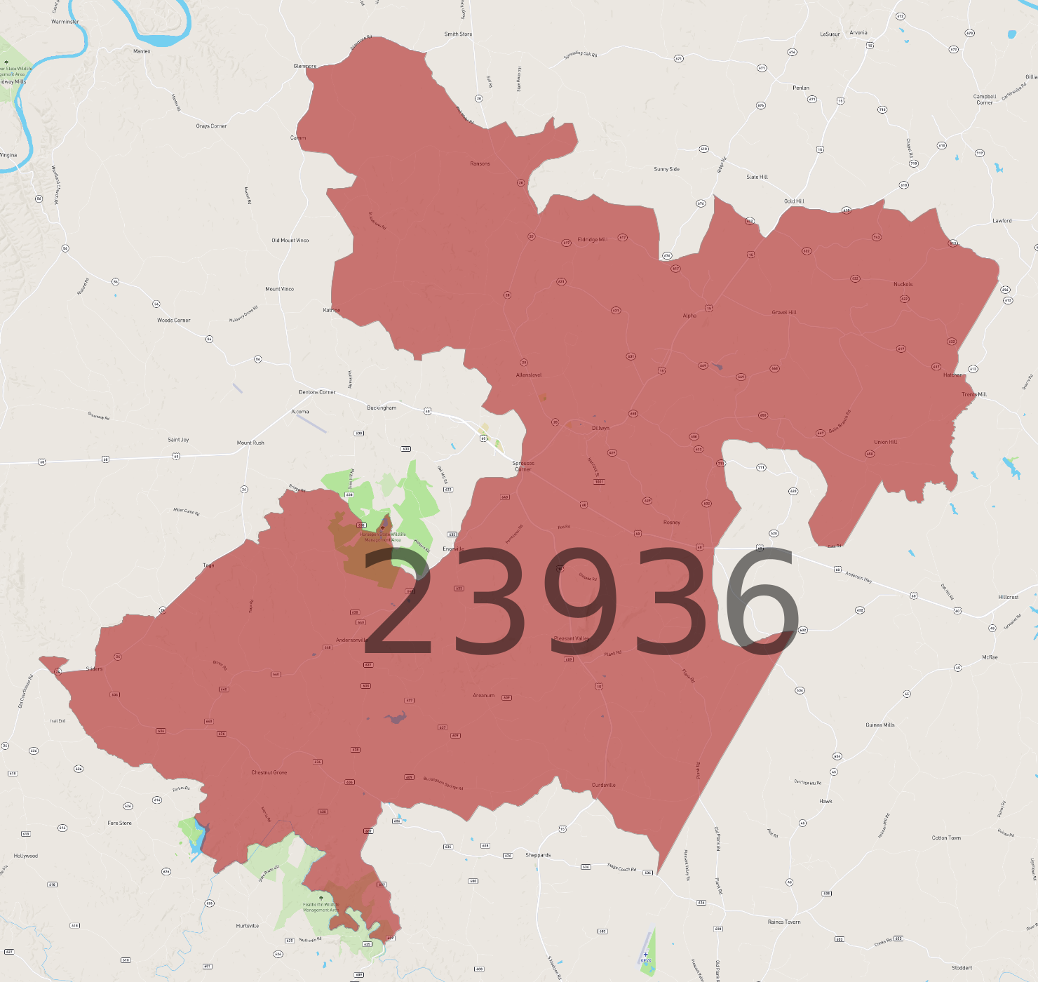 Zip Code 23936 - AtlasBig.com