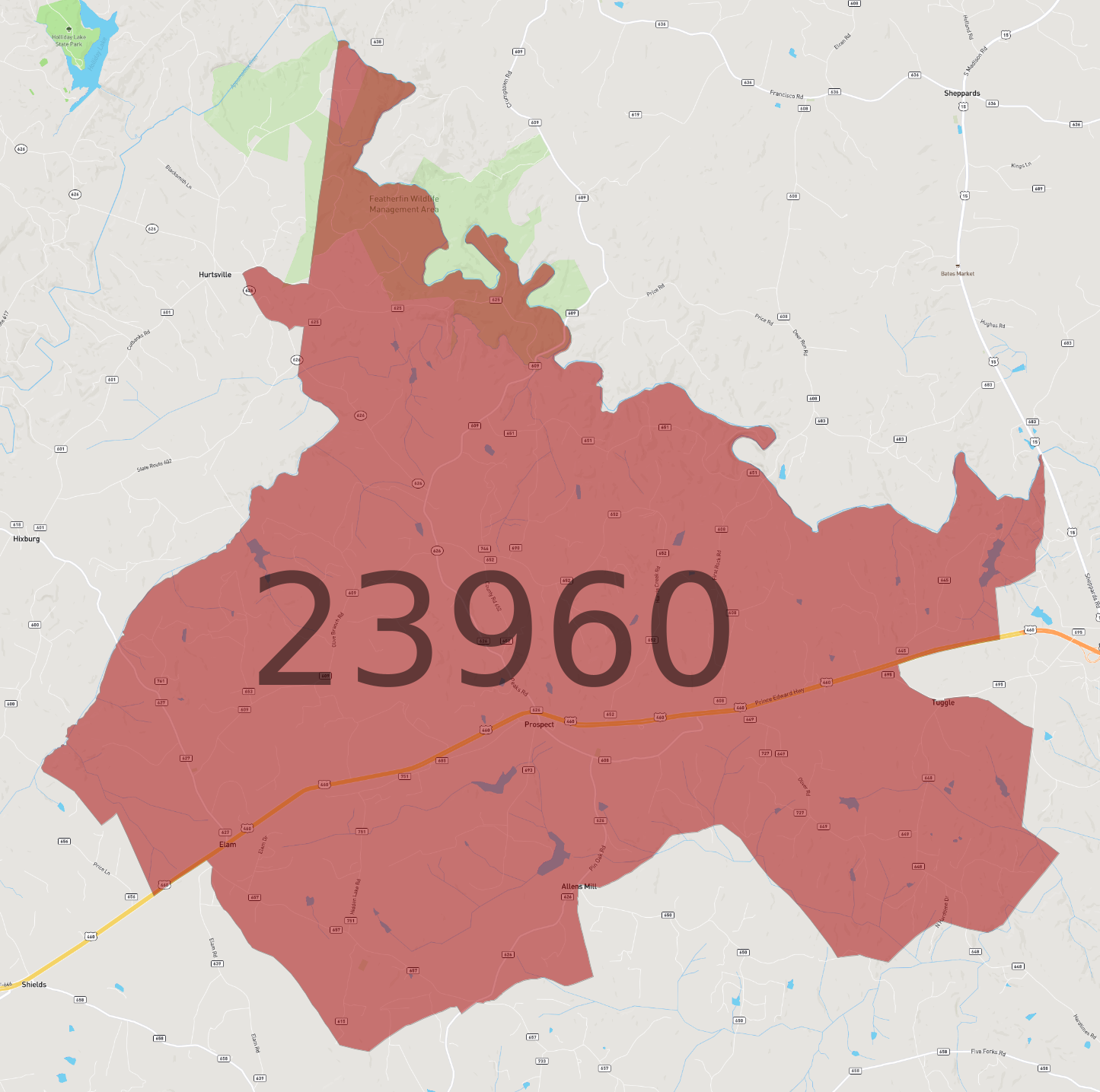 Zip Code 23960 - AtlasBig.com